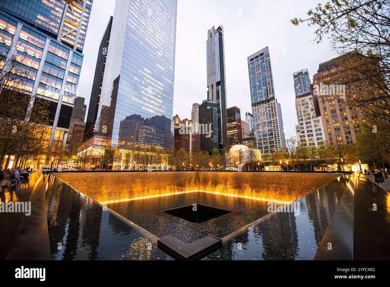 This image depicts the 911 Memorial in New York City, featuring the ...