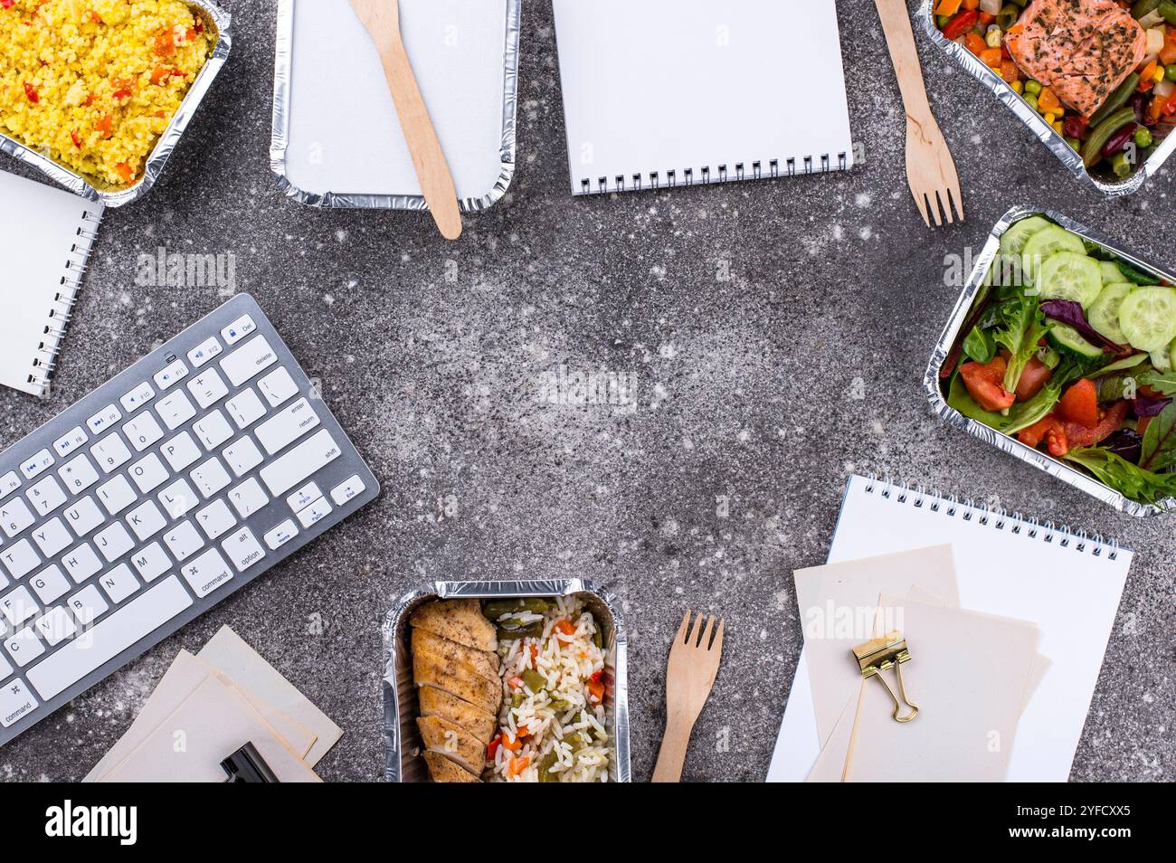 Lunch time in office. Food delivery Stock Photo - Alamy