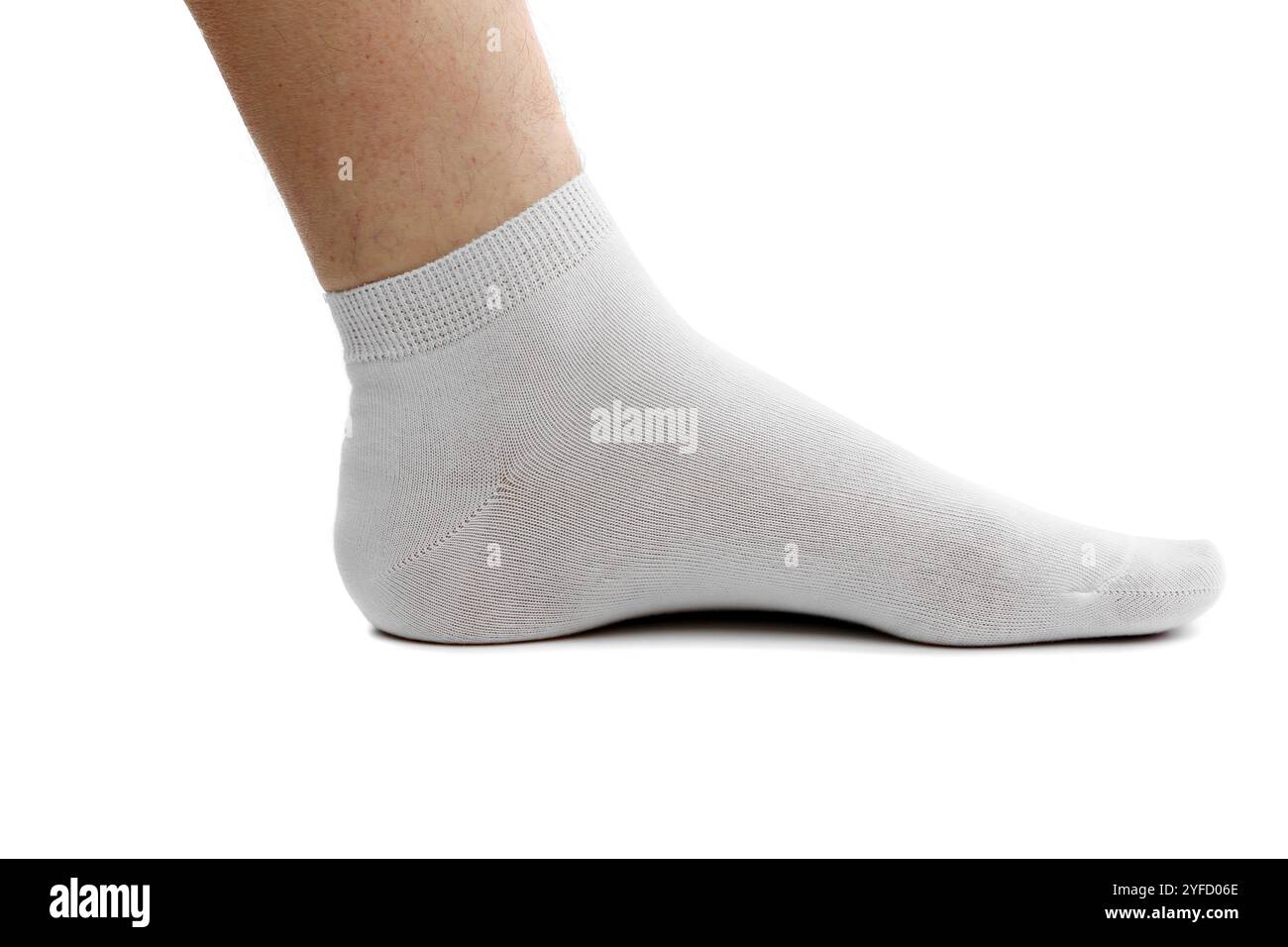Sock and foot. Isolated. A white background Stock Photo - Alamy
