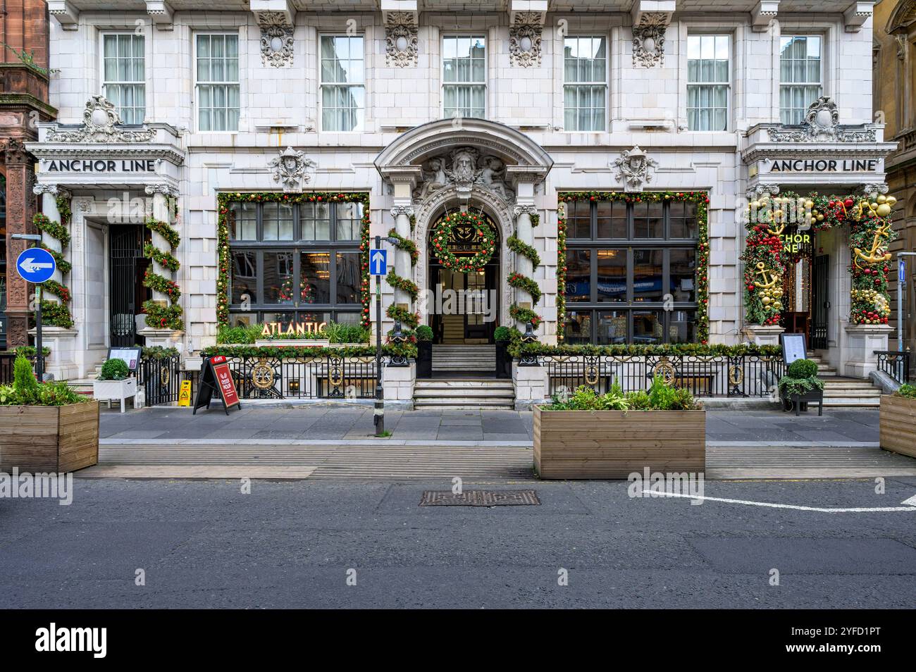 The Anchor Line restaurant and bar with Christmas decorations, Saint ...