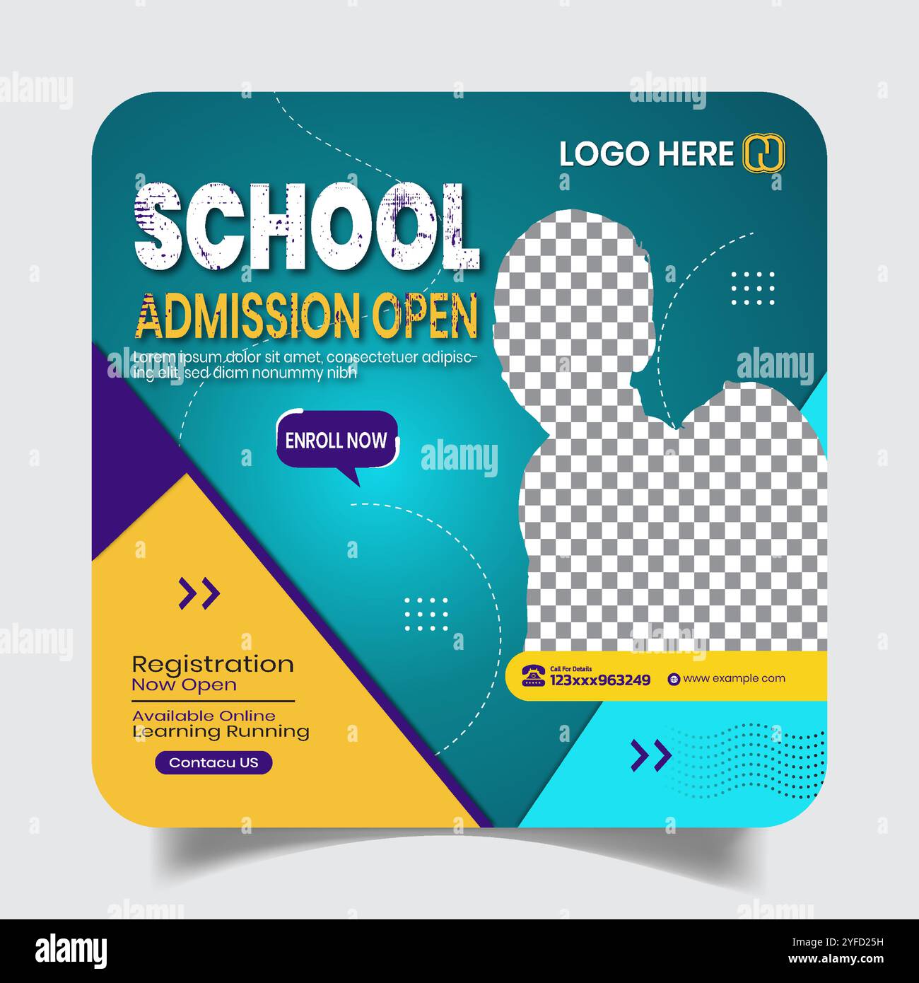 Professional School Ads Social Media Post Design Template Stock Vector ...