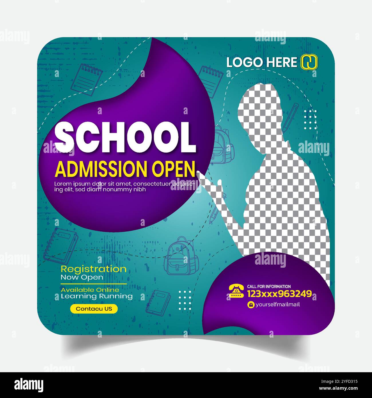 Kids School Open Social Media Post Design Template Stock Vector Image ...