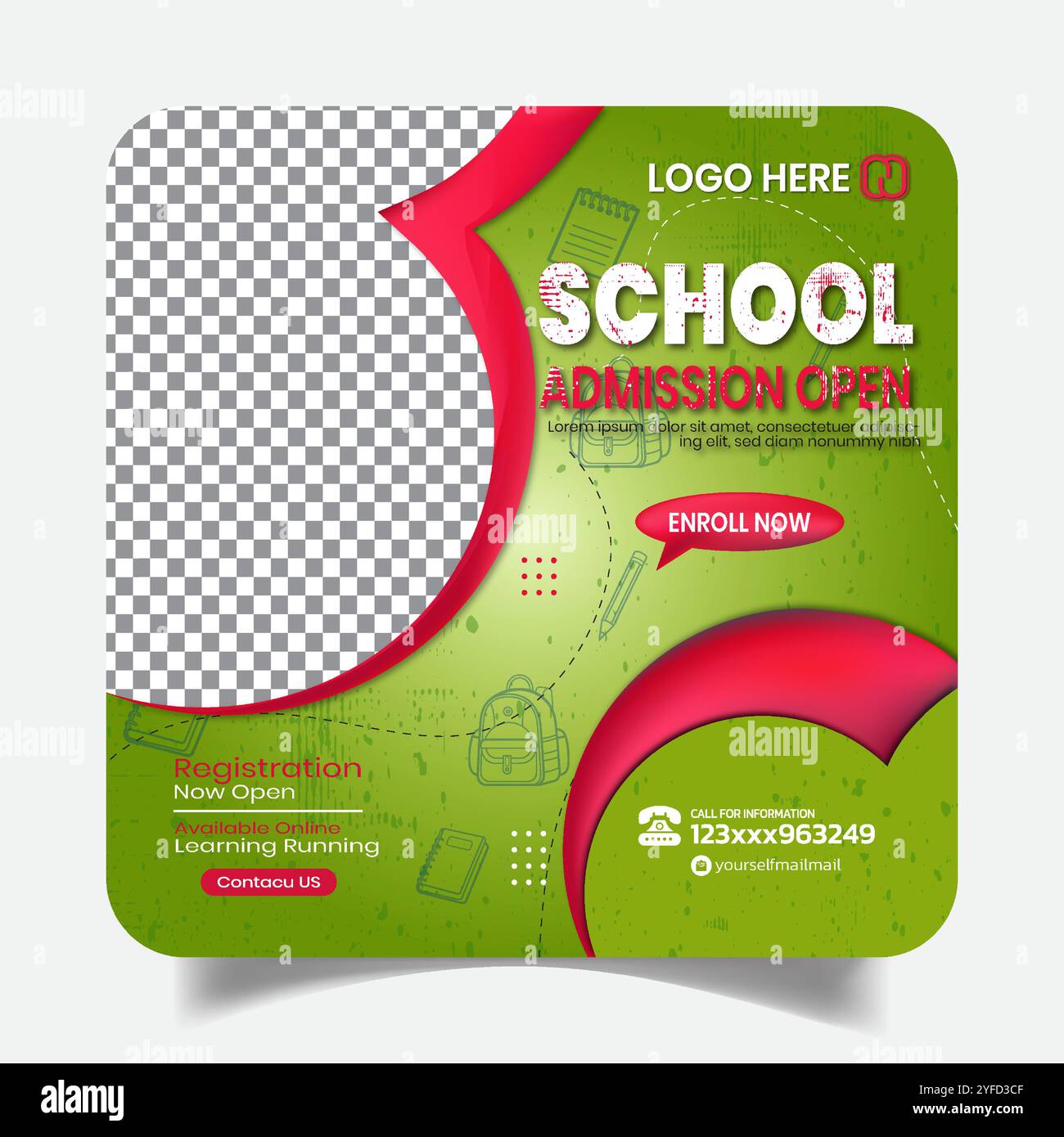 School Ads Social Media Post Design Template Stock Vector Image & Art ...