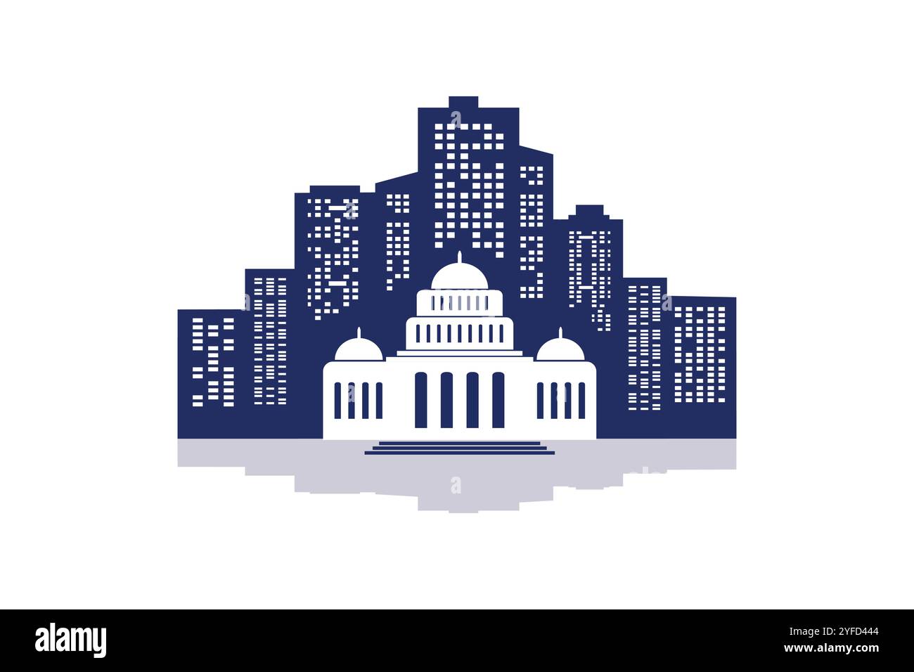 Bank, museum, post office, scool, university or library in city skyline ...