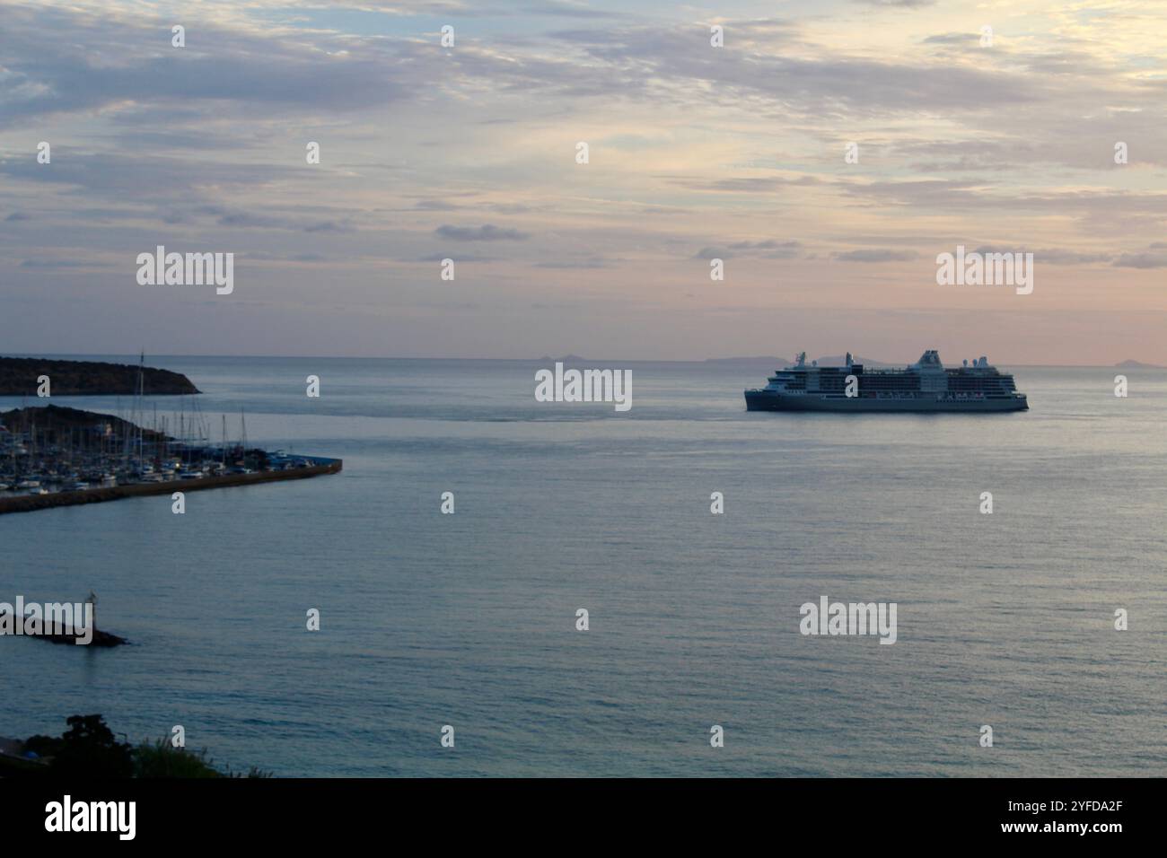 Agios Nikolaos, Crete, Greece - Cruise Ship pulling into port Stock ...