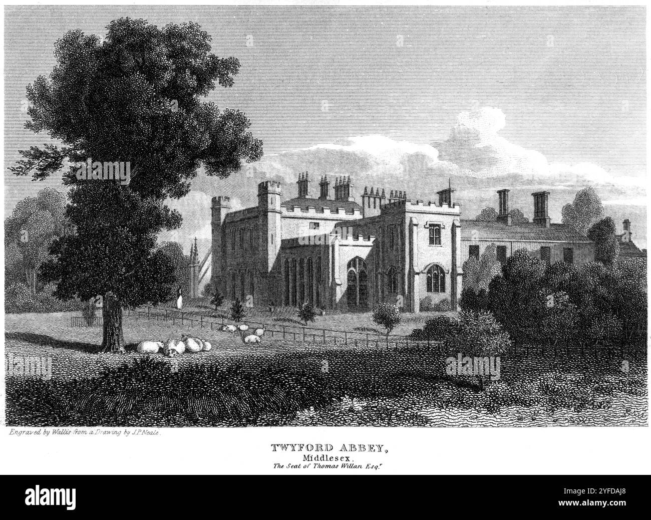 An engraving of Twyford Abbey, Middlesex, The Seat of Thomas Willan Esq ...