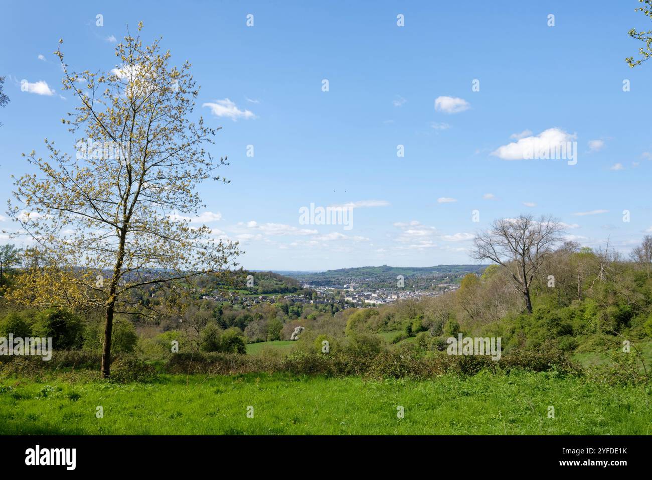 Overview of Bath City from the Bath Skyline Walk at Rainbow Wood Fields ...