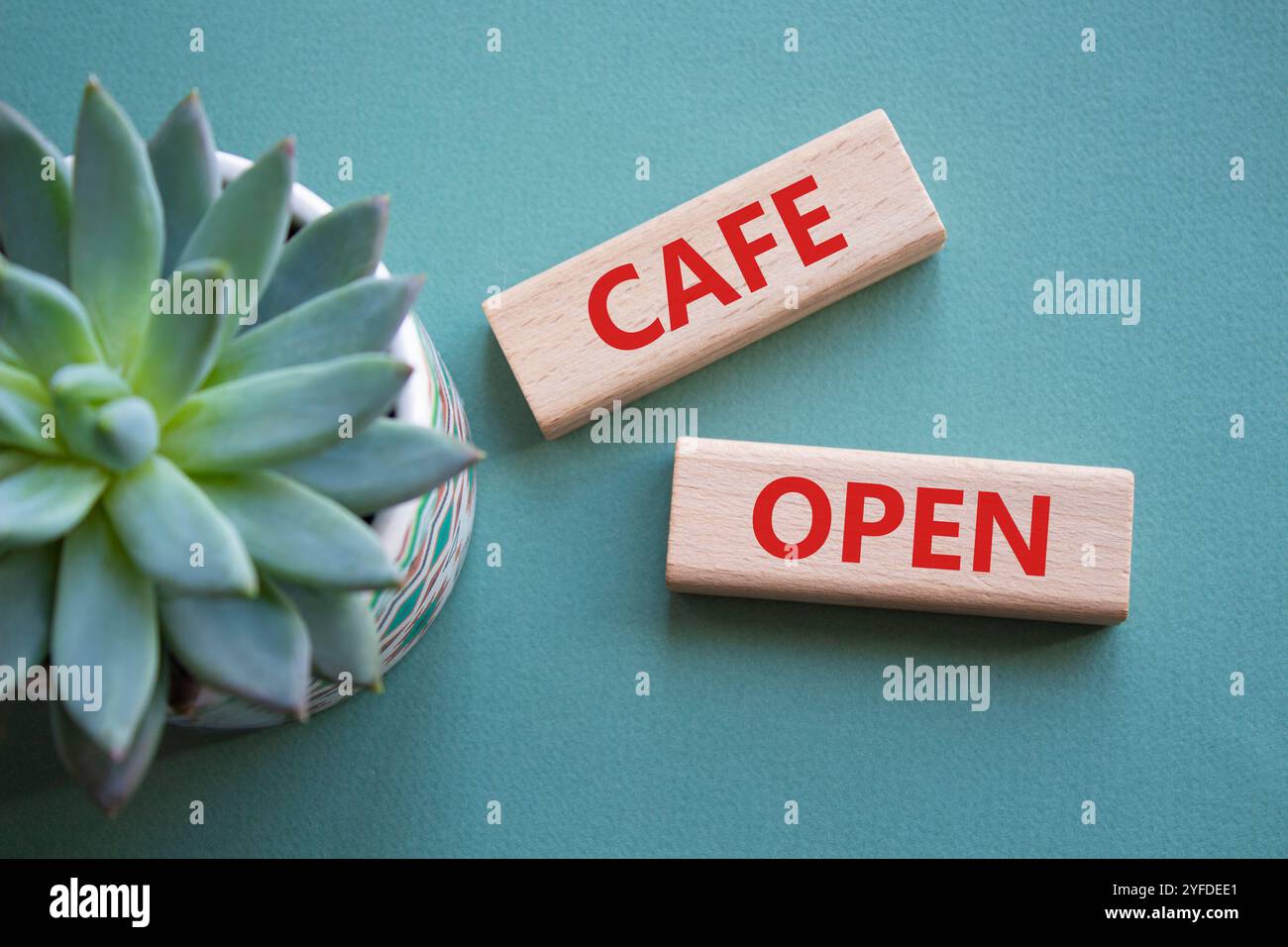 Cafe Open symbol. Concept word Cafe Open on wooden blocks. Beautiful ...