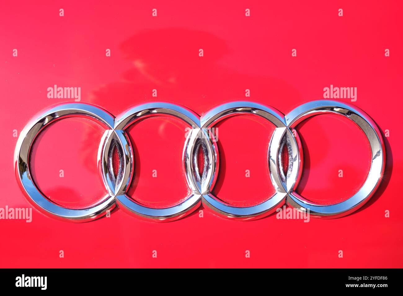 Audi car badge on red car Stock Photo - Alamy