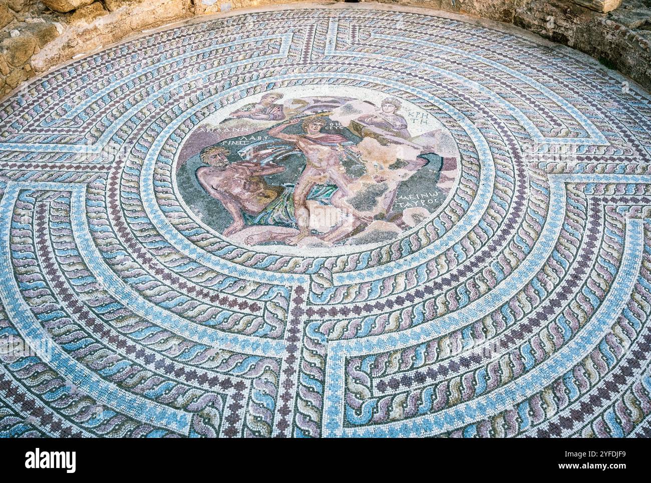 The House of Aion, Paphos, Cyprus: Mosaic floor depicted in a medallion ...