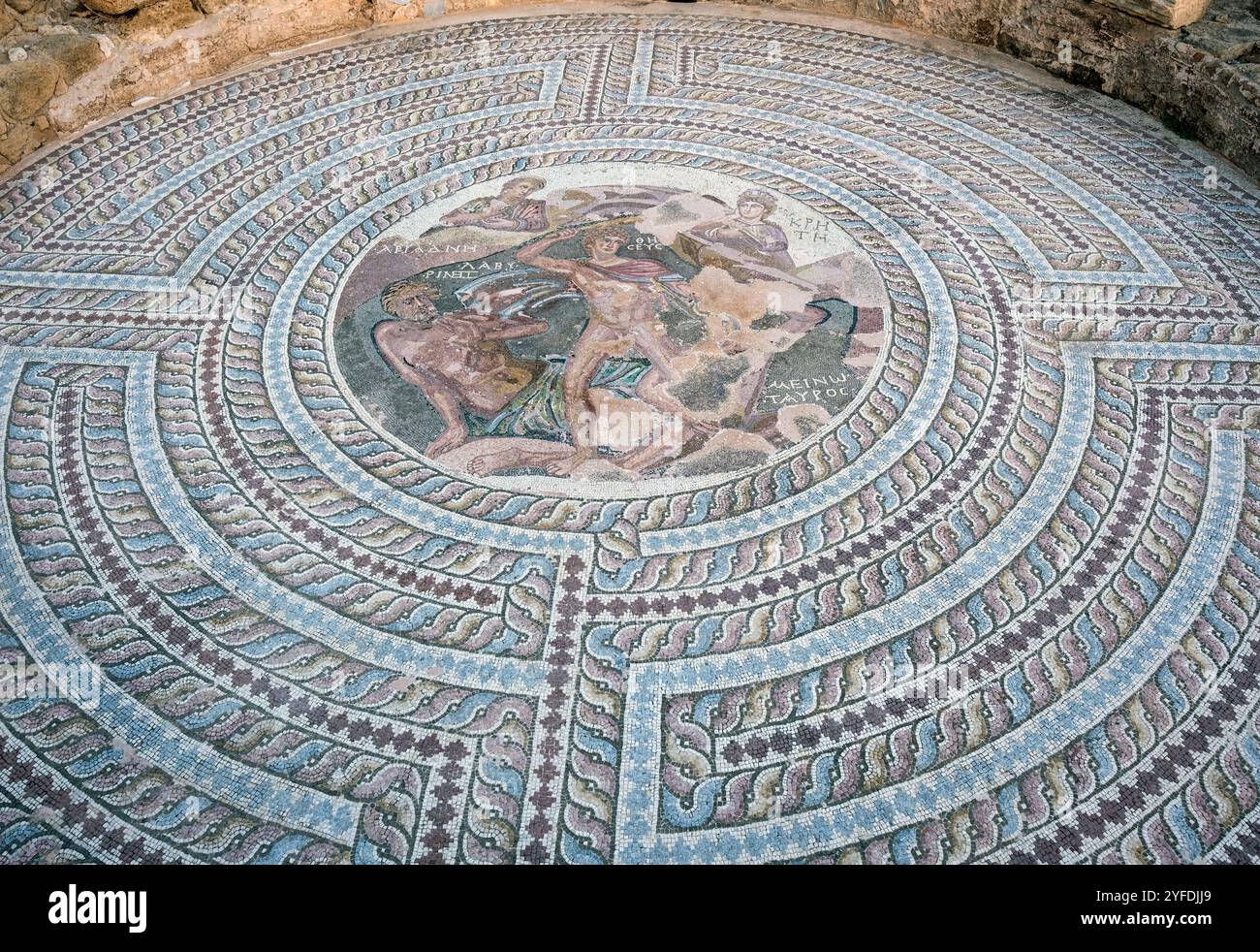 The House of Aion, Paphos, Cyprus: Mosaic floor depicted in a medallion ...