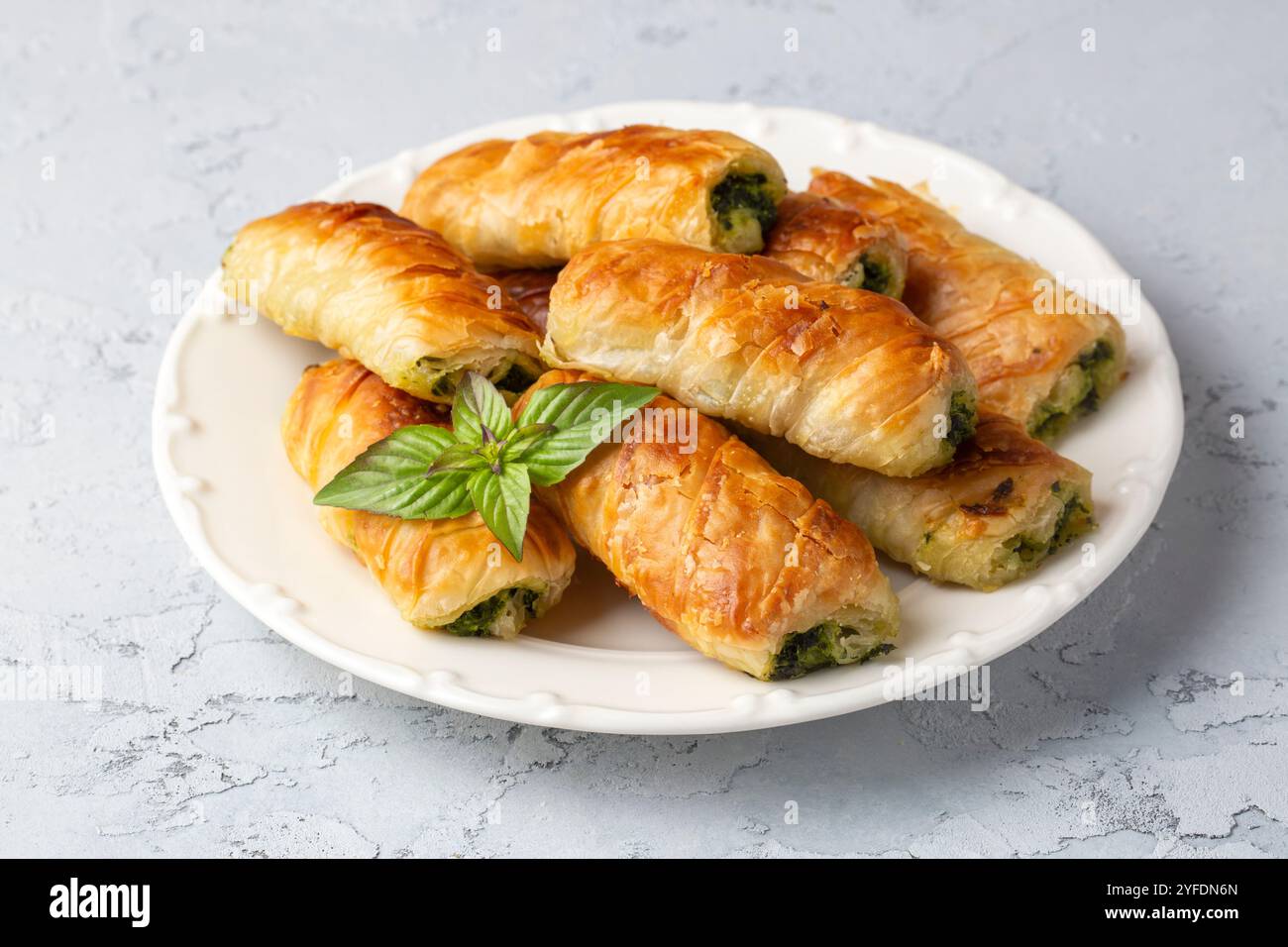 Turkish Tepsi Boregi, Round Borek, Tray pastry (Turkish name; rulo ...