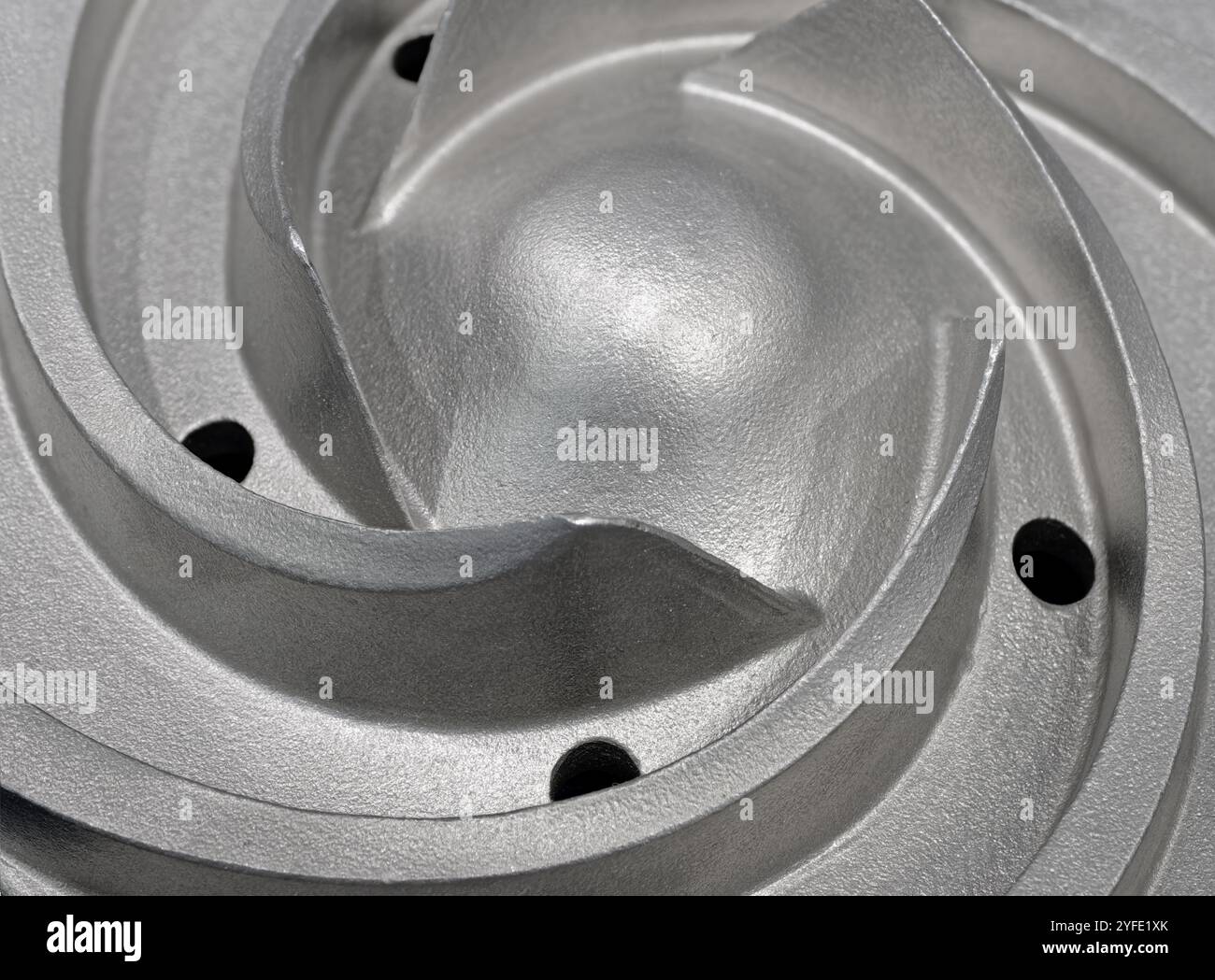 Aluminium centrifugal pump impeller, close up shot, selective focus ...