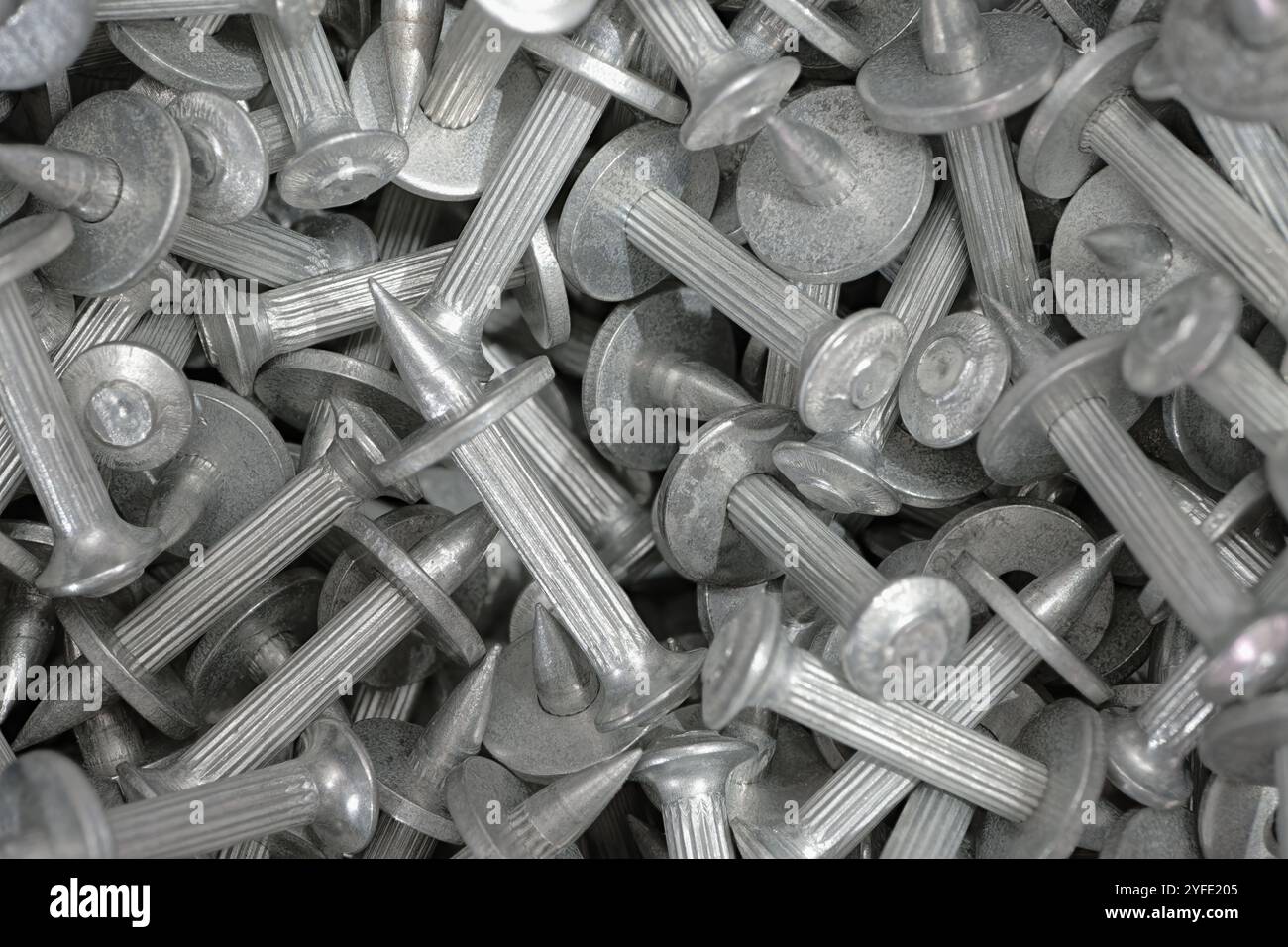 A lot of steel mounting dowel-nails for concrete, close up shot Stock ...