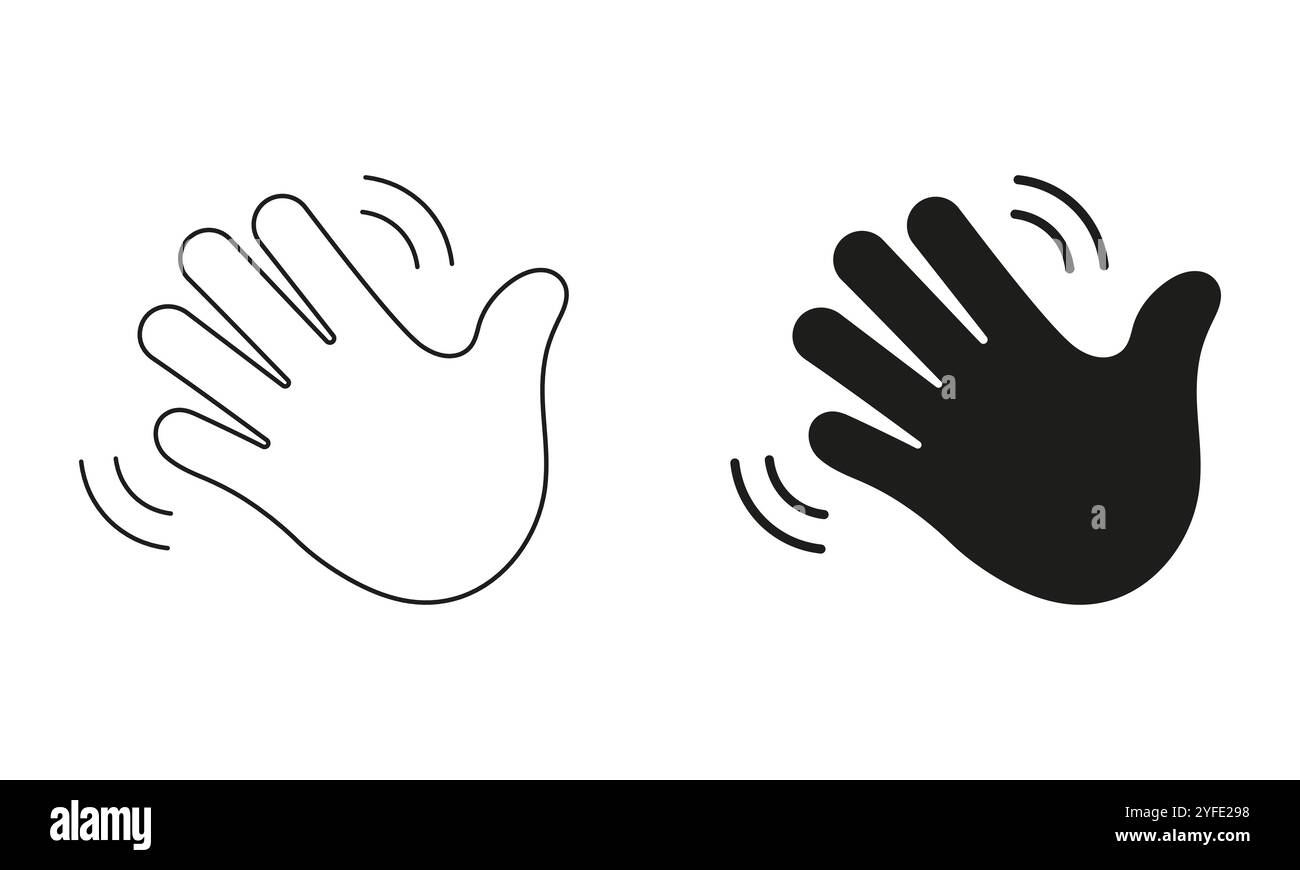 Gesture of Hello or Goodbye Symbol. Waving Hand Emoji Icon. Friendly ...