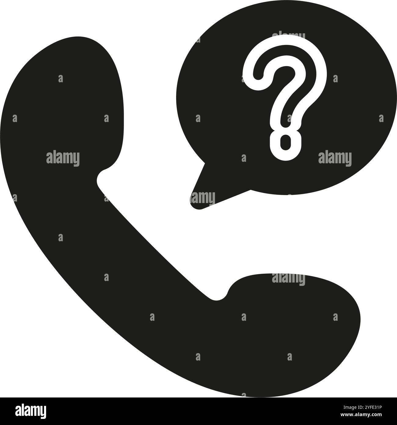 Customer Service Silhouette Icon, Question Help Phone with Speech ...