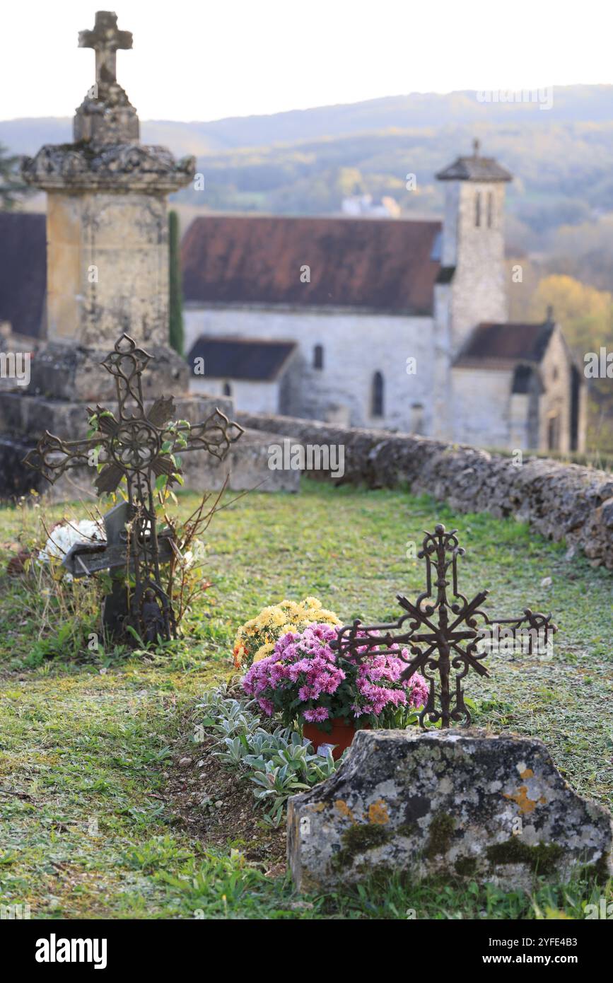 Day and Feast of the Dead in acountry cemetery. Cemetery, tomb, vault ...
