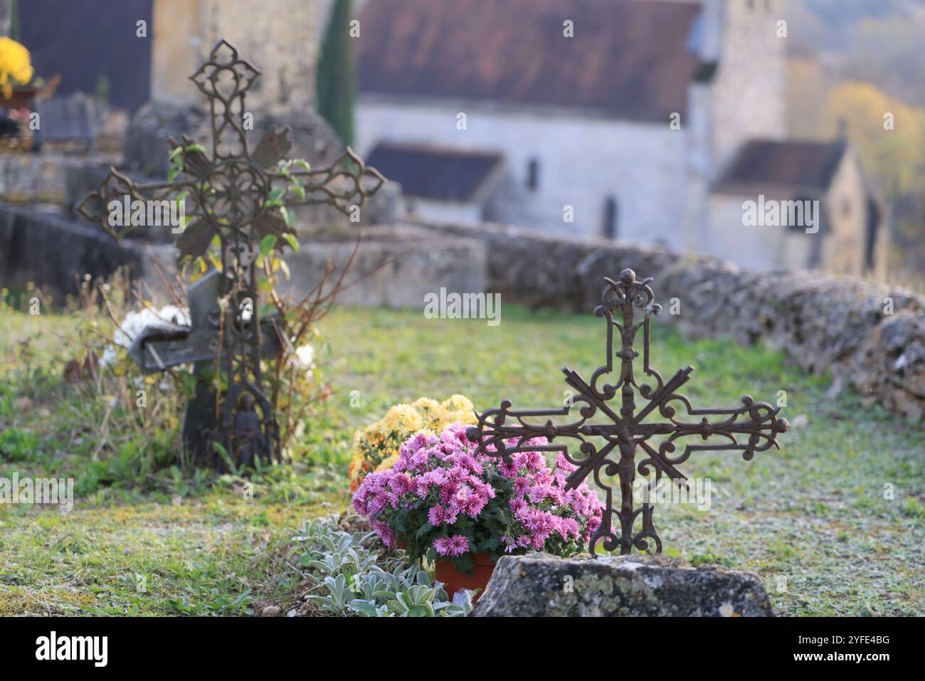 Day and Feast of the Dead in acountry cemetery. Cemetery, tomb, vault ...