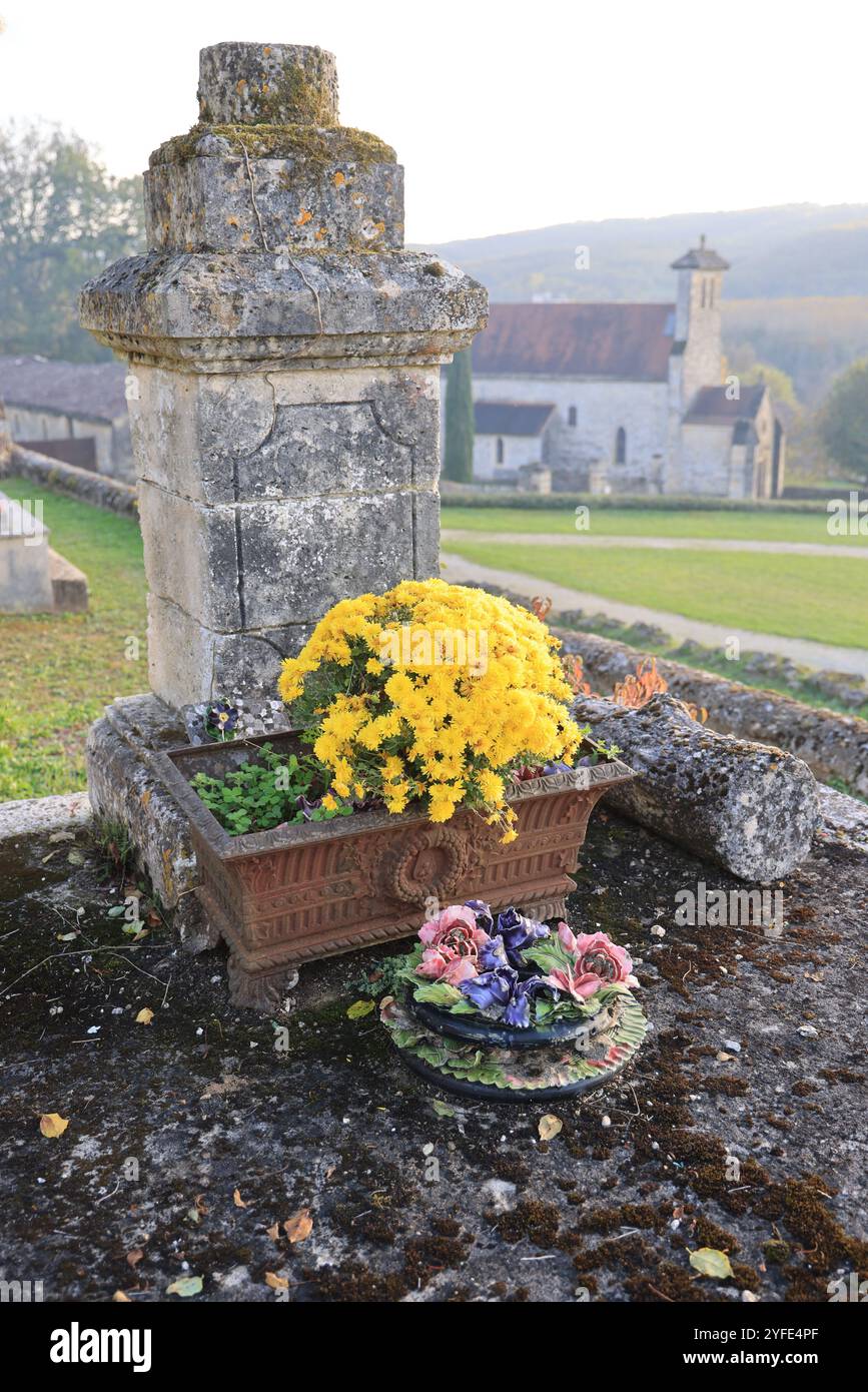 Day and Feast of the Dead in acountry cemetery. Cemetery, tomb, vault ...