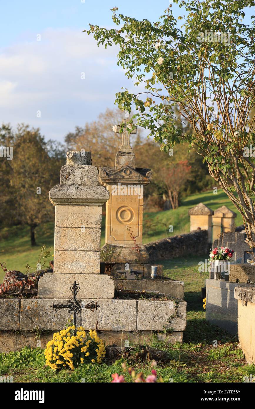 Day and Feast of the Dead in acountry cemetery. Cemetery, tomb, vault ...