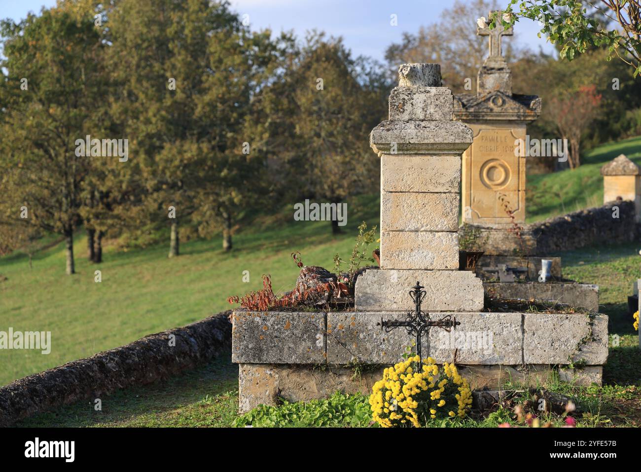 Day and Feast of the Dead in acountry cemetery. Cemetery, tomb, vault ...