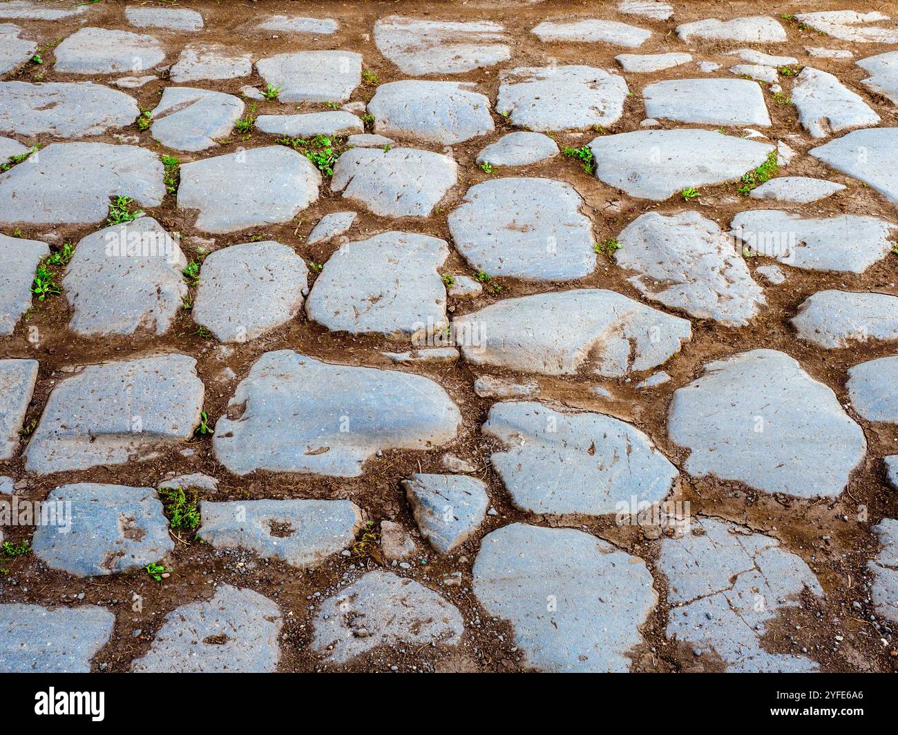 Detail of cobblestone pavement in the ancient Appian way built by ...