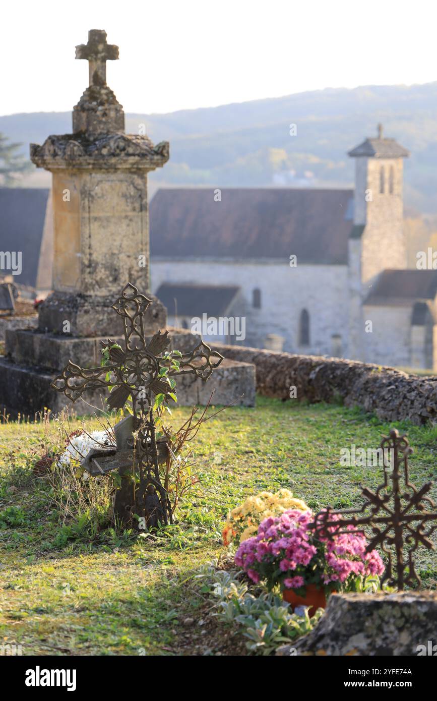 Day and Feast of the Dead in acountry cemetery. Cemetery, tomb, vault ...