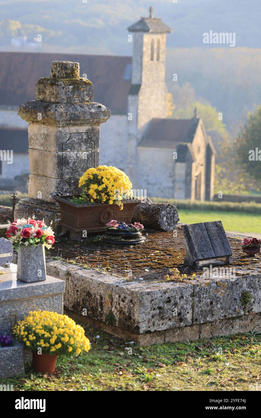 Day and Feast of the Dead in acountry cemetery. Cemetery, tomb, vault ...