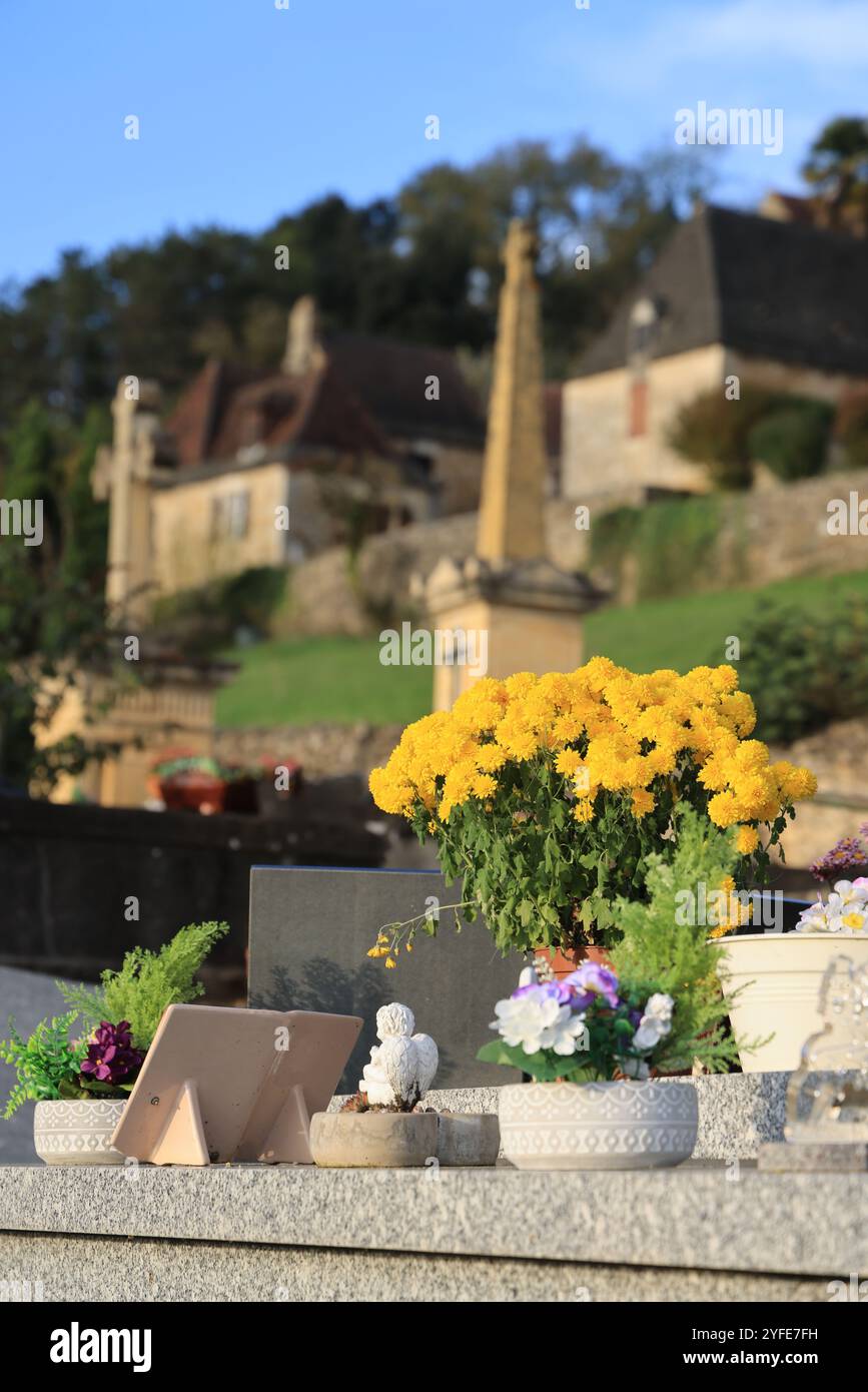 Day and Feast of the Dead in acountry cemetery. Cemetery, tomb, vault ...