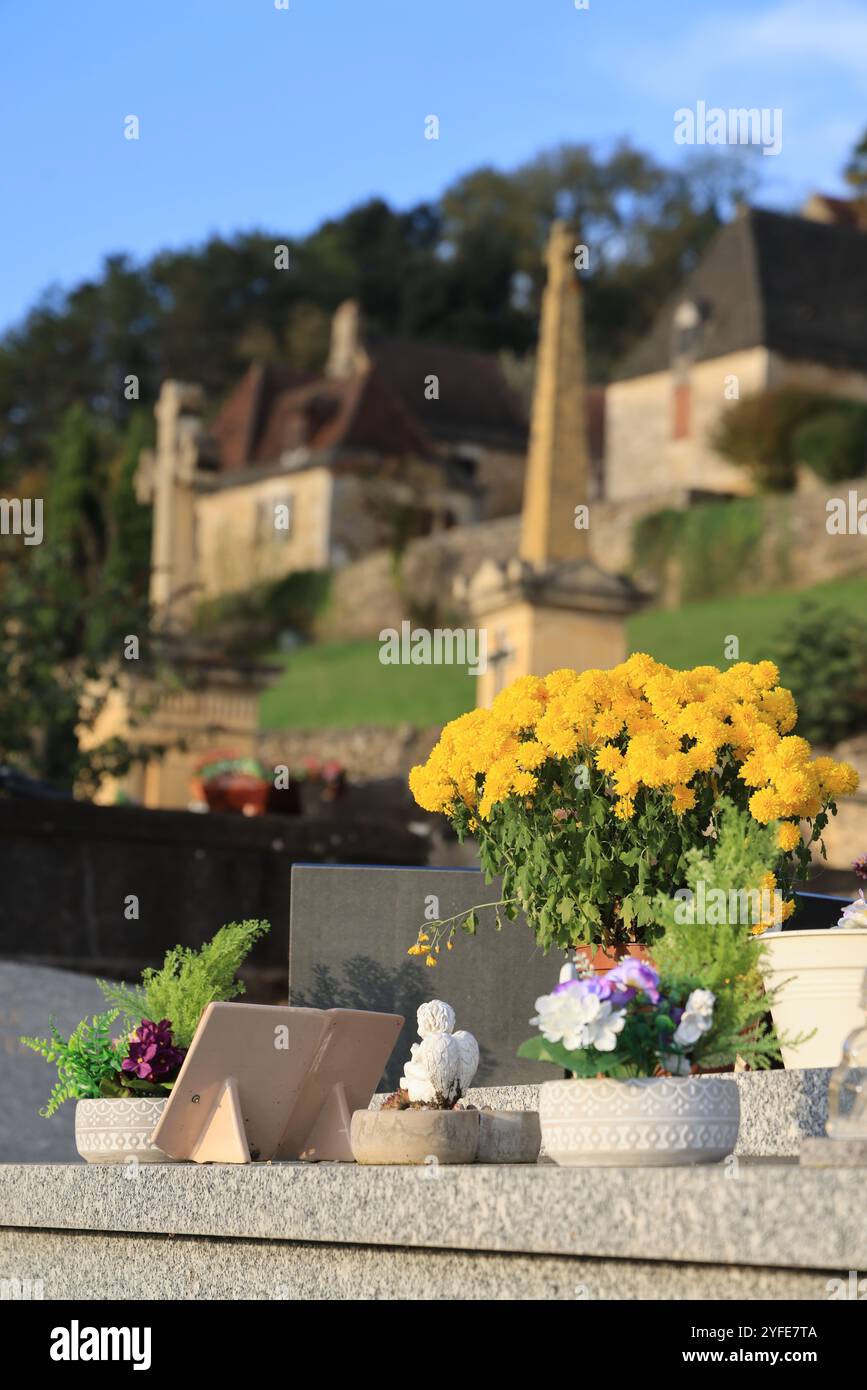 Day and Feast of the Dead in acountry cemetery. Cemetery, tomb, vault ...