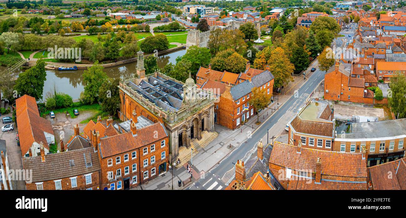 Aerial view of Newark-on-Trent, a market town and civil parish in the ...