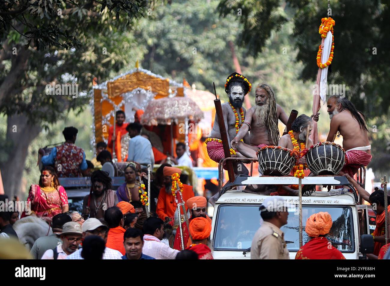 Sadhu of Juna Akhara and Kinner Akhara take part in a religious ...