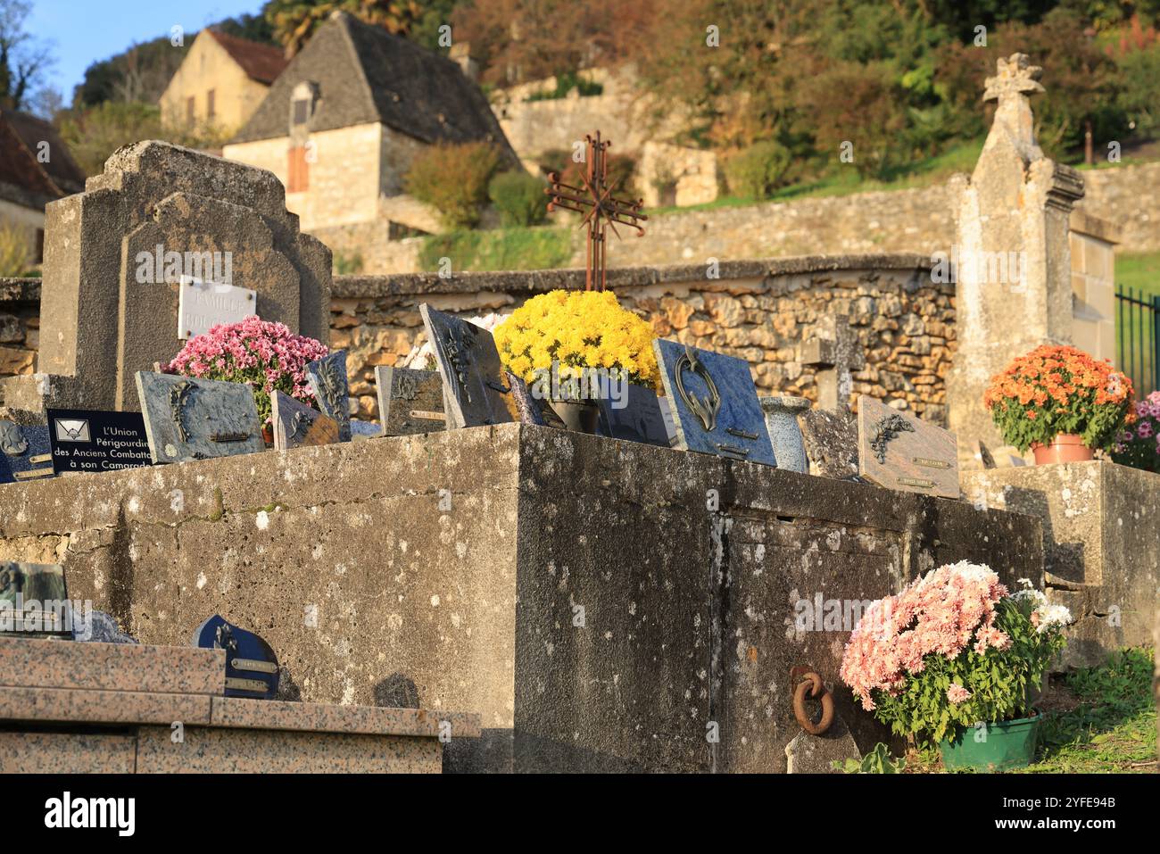 Day and Feast of the Dead in acountry cemetery. Cemetery, tomb, vault ...