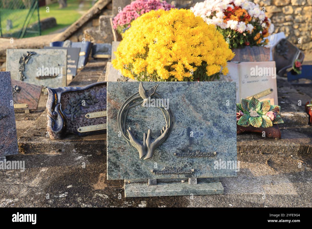 Day and Feast of the Dead in acountry cemetery. Cemetery, tomb, vault ...