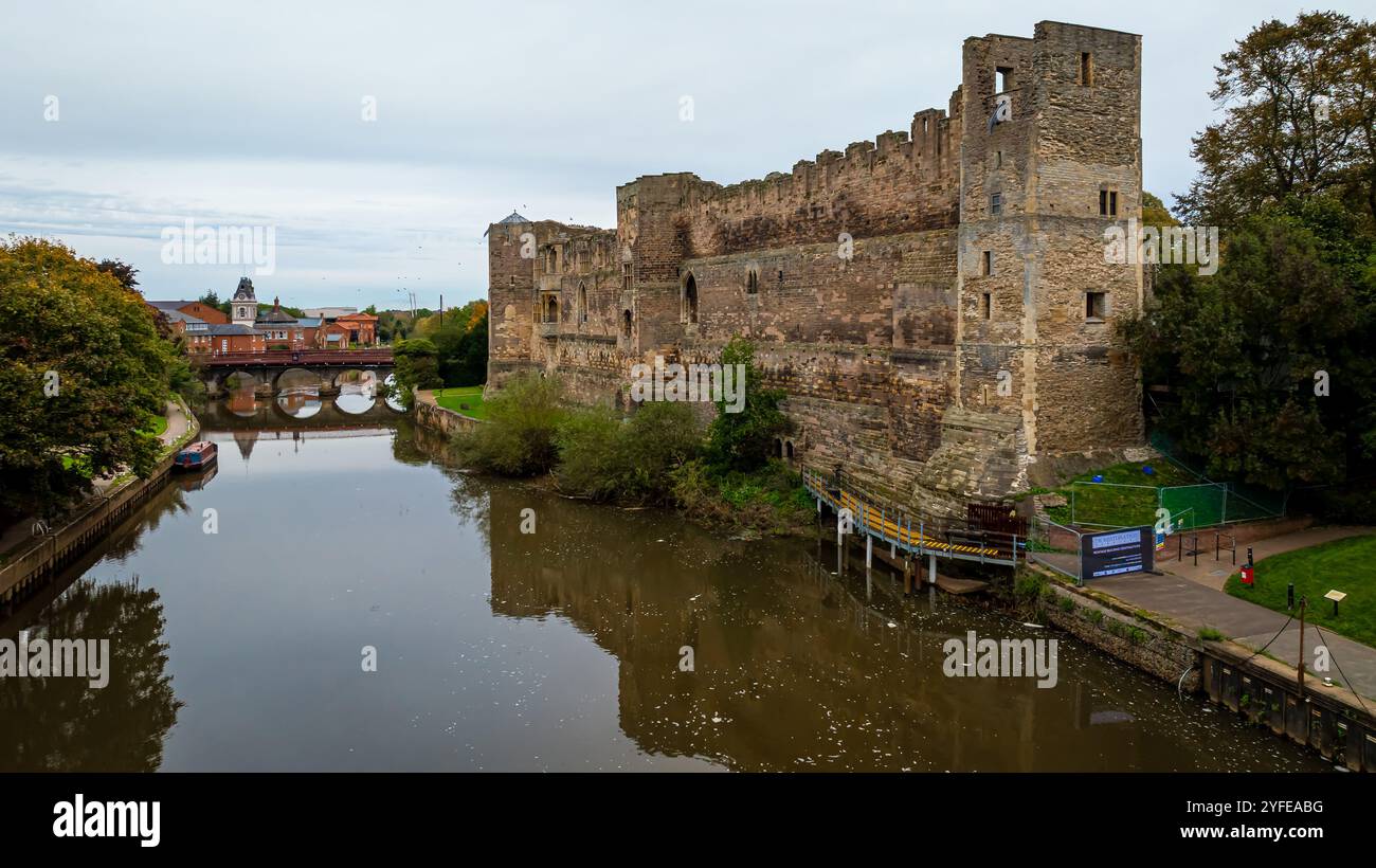 Aerial view of Newark-on-Trent, a market town and civil parish in the ...