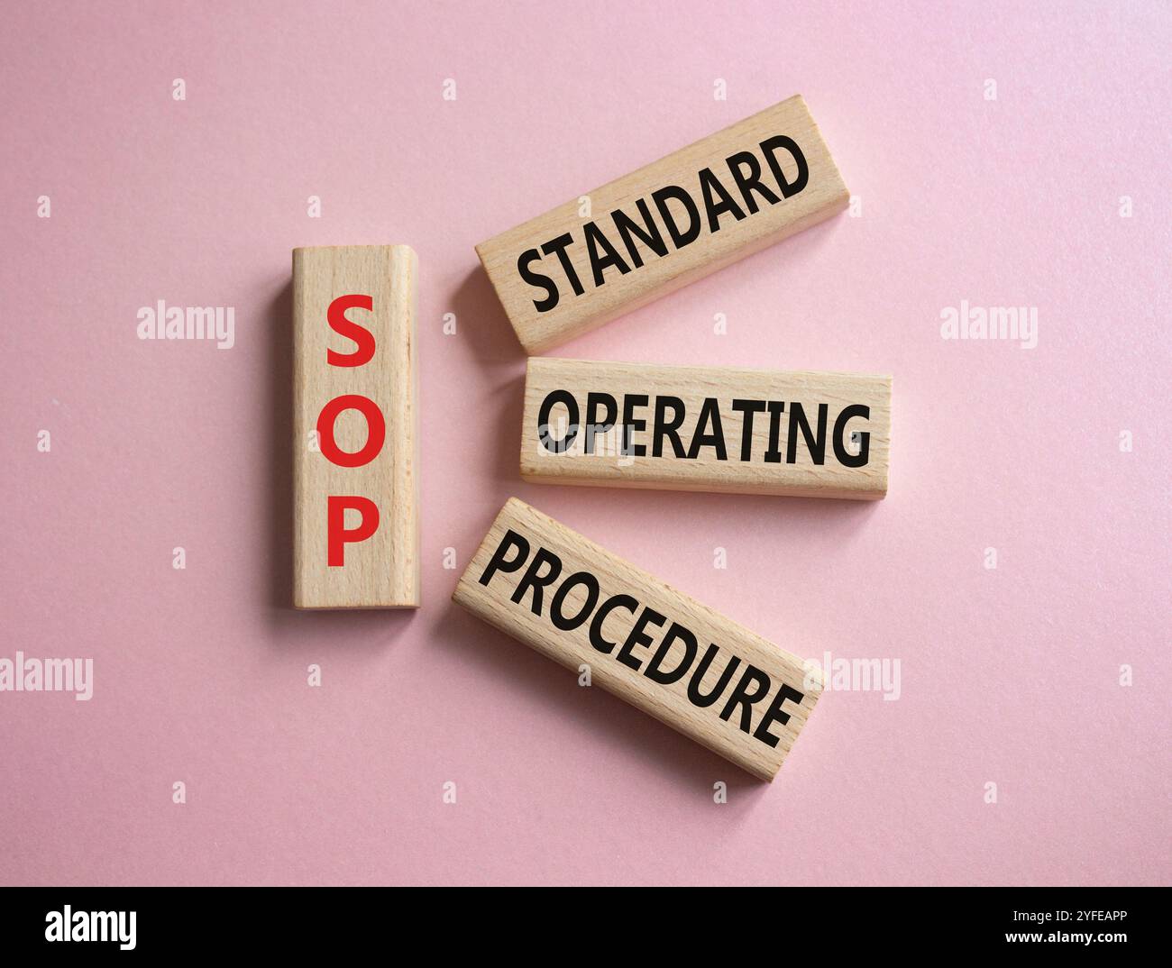 SOP - Standard Operating Procedure symbol. Wooden blocks with word SOP ...