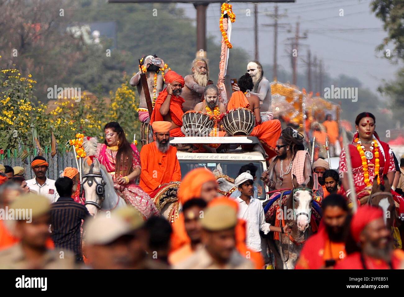 Sadhu of Juna Akhara and Kinner Akhara take part in a religious ...