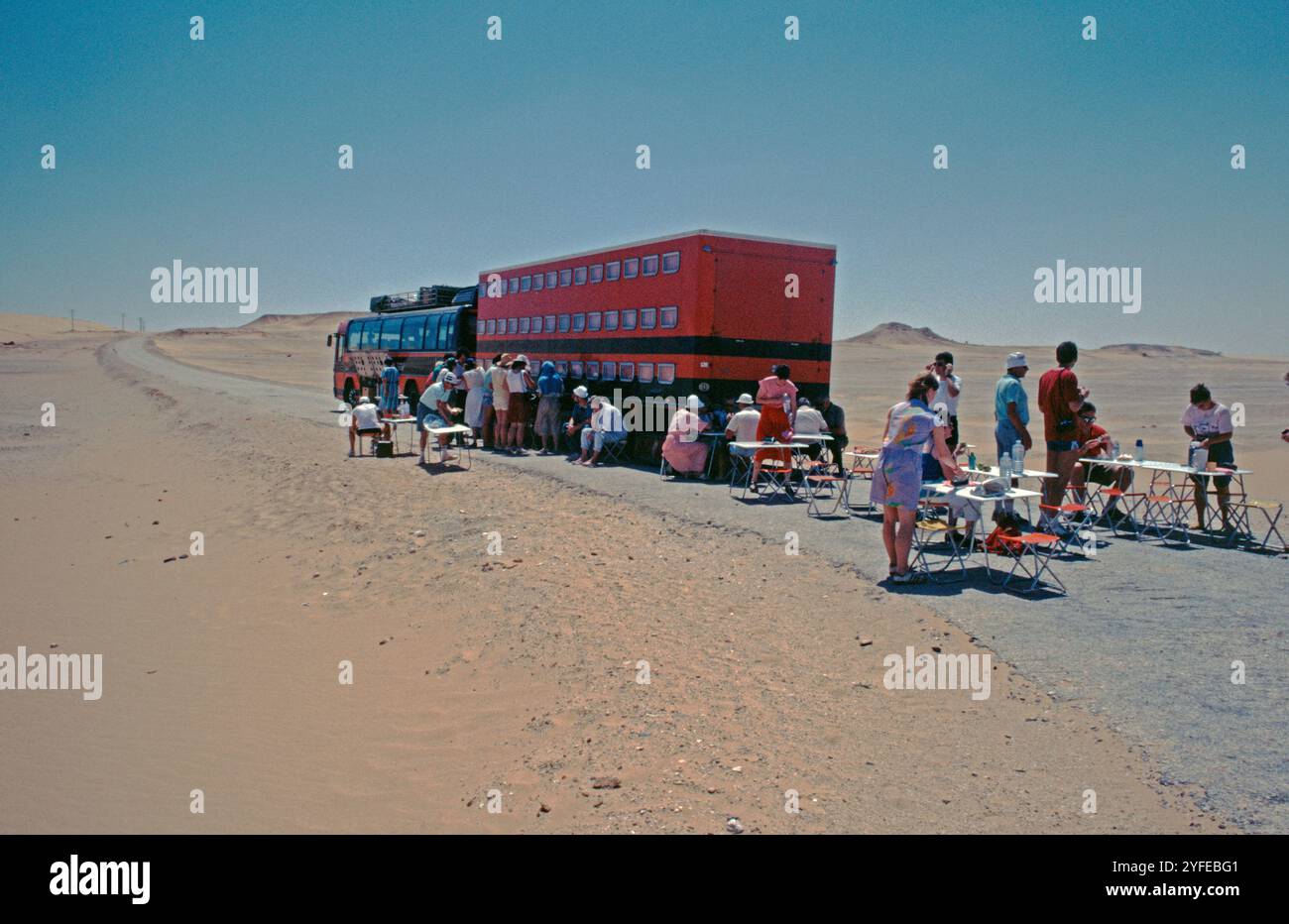 Rotel Tours party during lunch break, Libyan Desert, Egypt, September ...