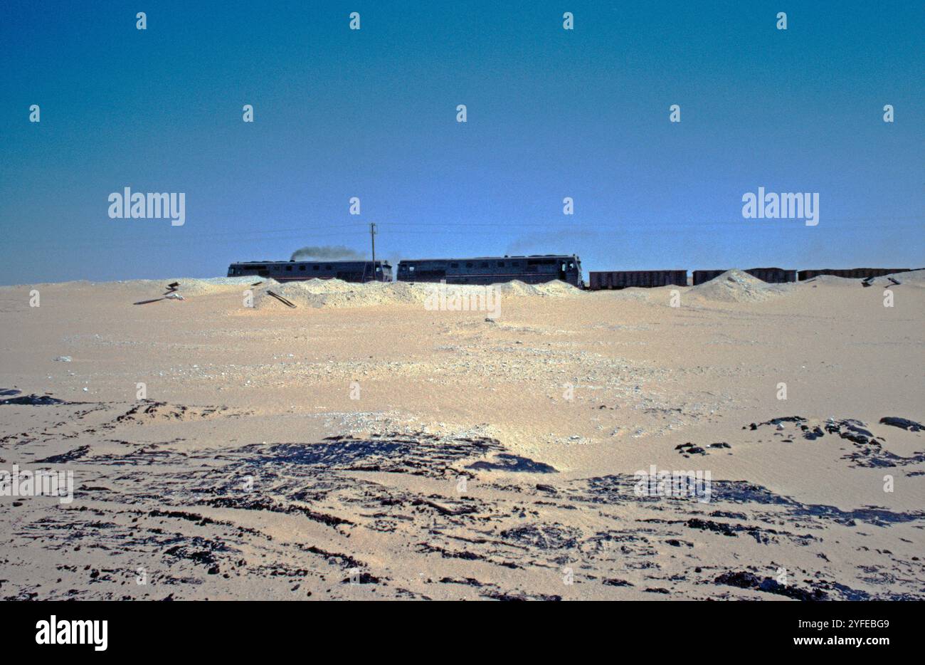 Freight train, Libyan Desert, Egypt, September 1989 Stock Photo - Alamy