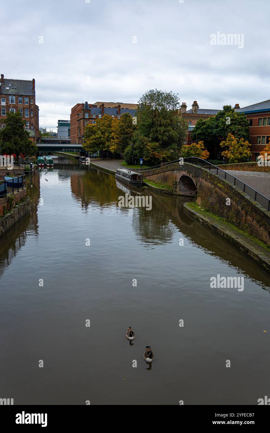 Old industrial canal in Nottingham, a city in central England’s ...