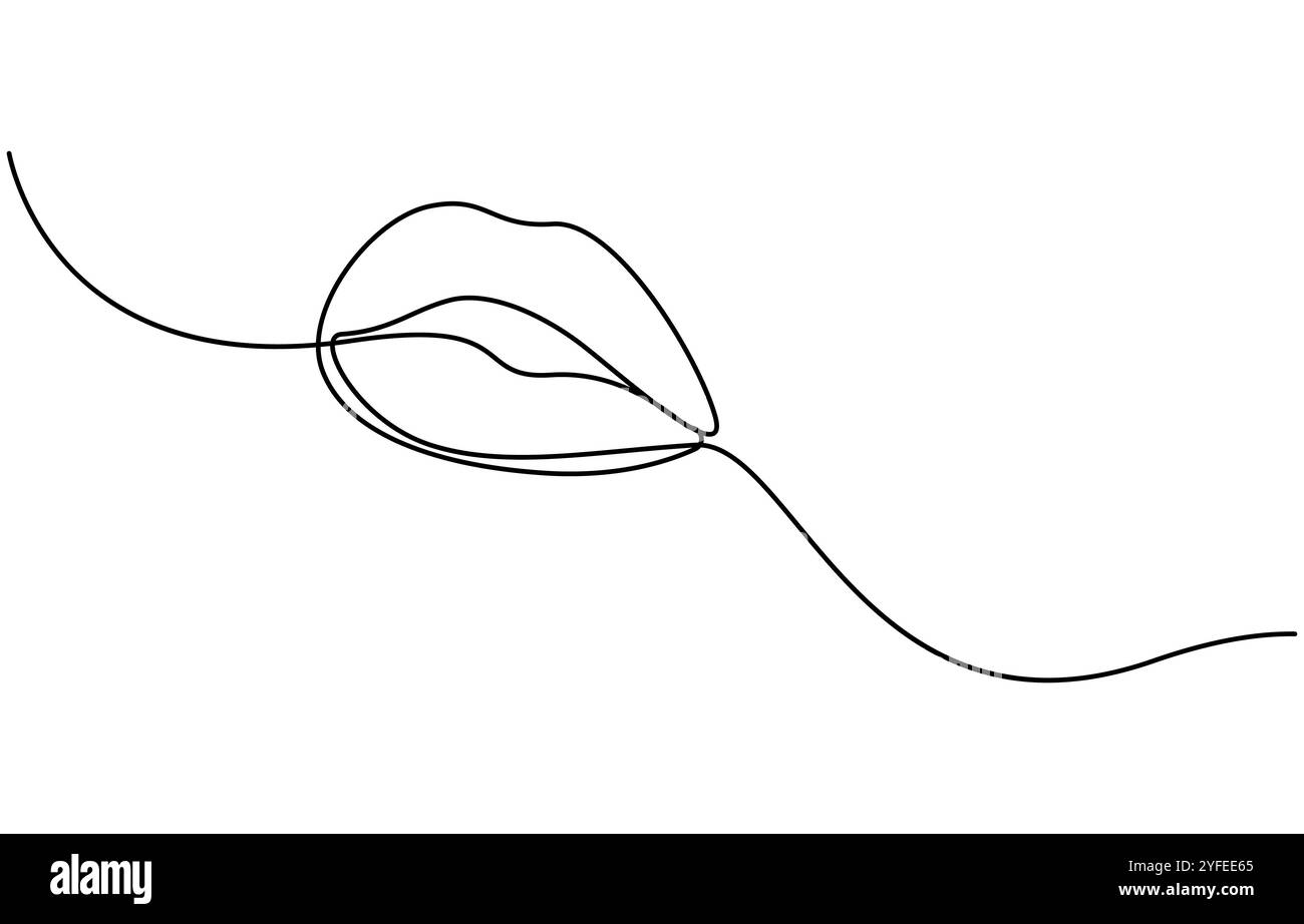 Woman Lips Continuous Line Art Illustration, Continuous single line ...