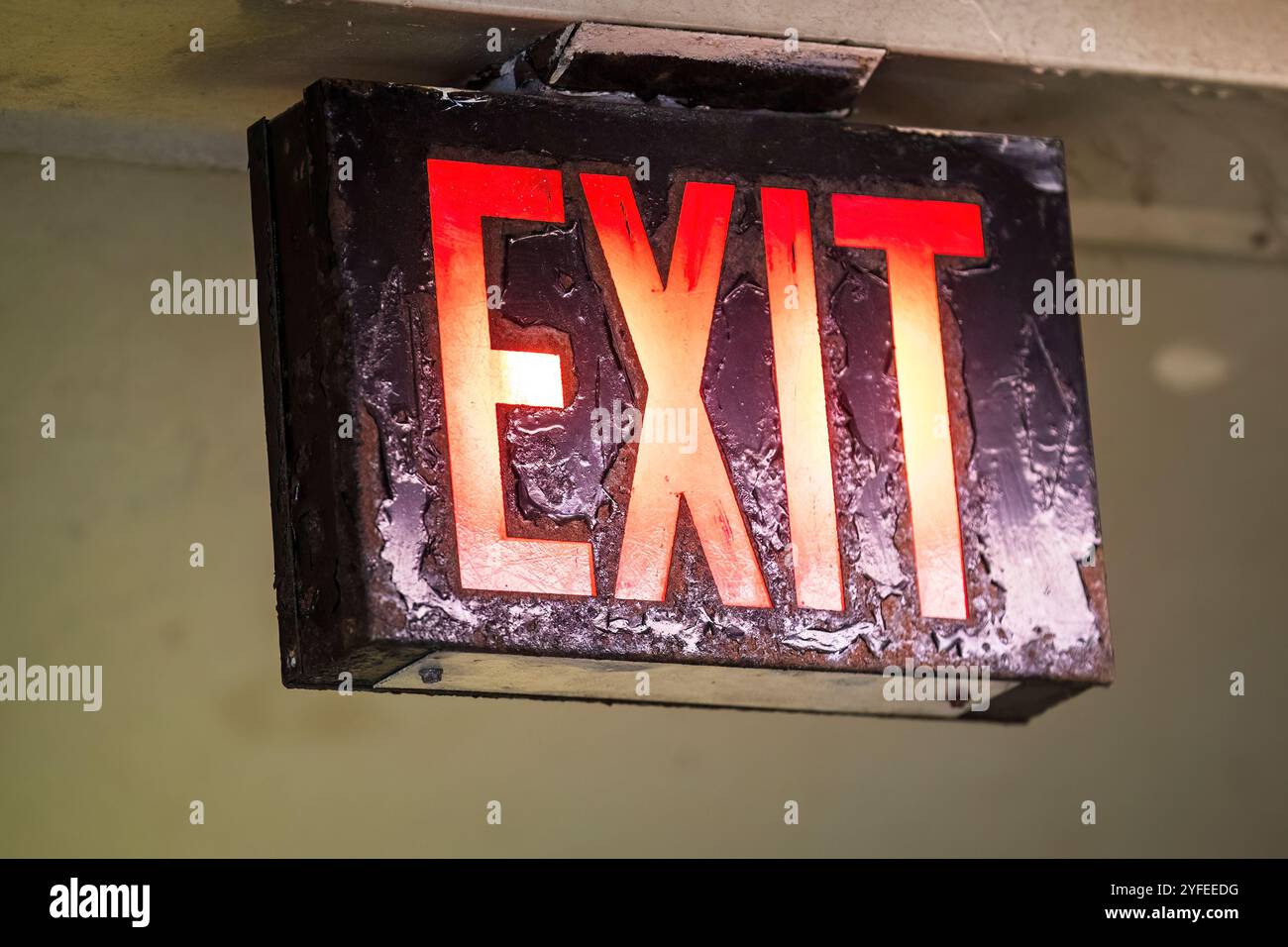 Rustic Exit Sign - Industrial Style Stock Photo - Alamy