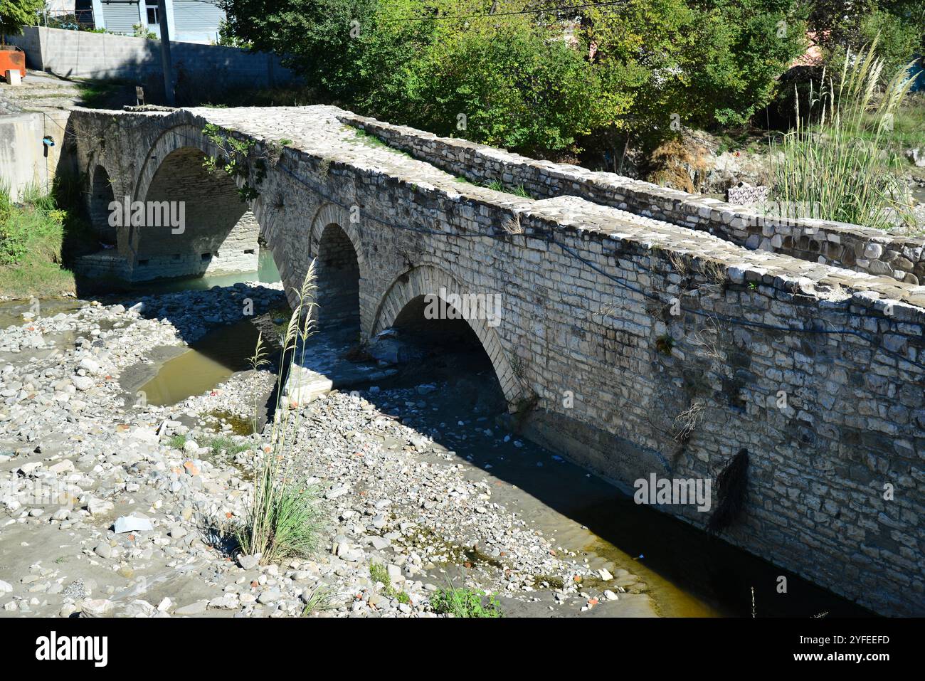 The Velabisht Bridge in Berat, Albania, was built in the 17th century ...