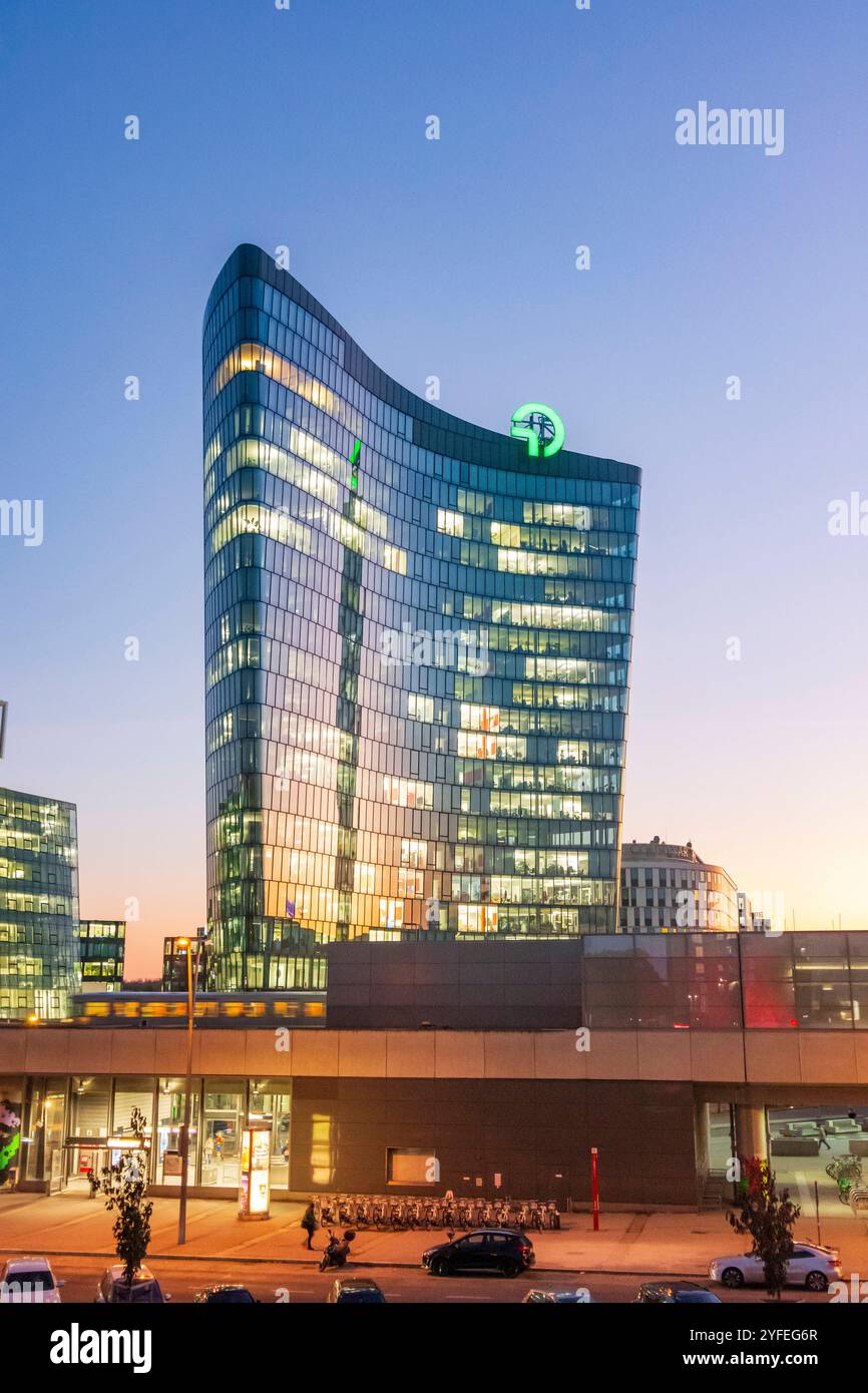 OMV headquarters, new OMV logo, subway line U2 Vienna 02. Leopoldstadt ...