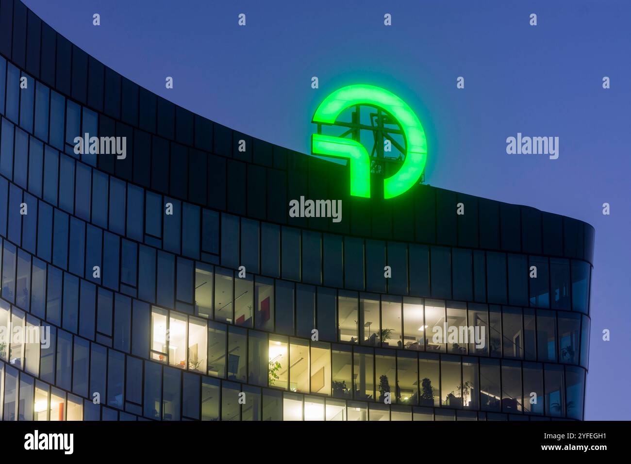 OMV headquarters, new OMV logo Vienna 02. Leopoldstadt Wien Austria ...
