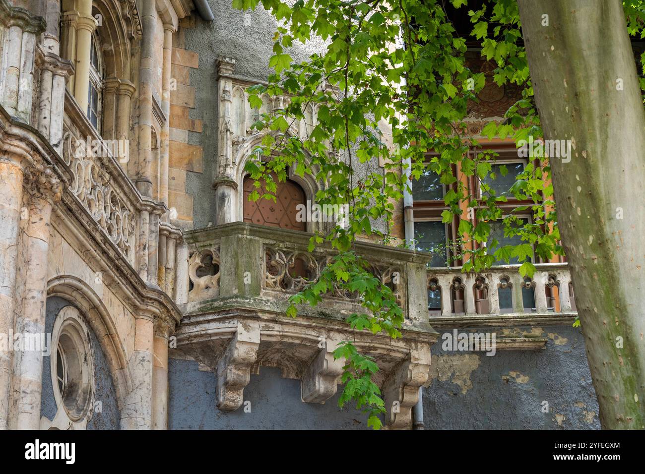 Historic building with old classic romantic balcony Stock Photo - Alamy
