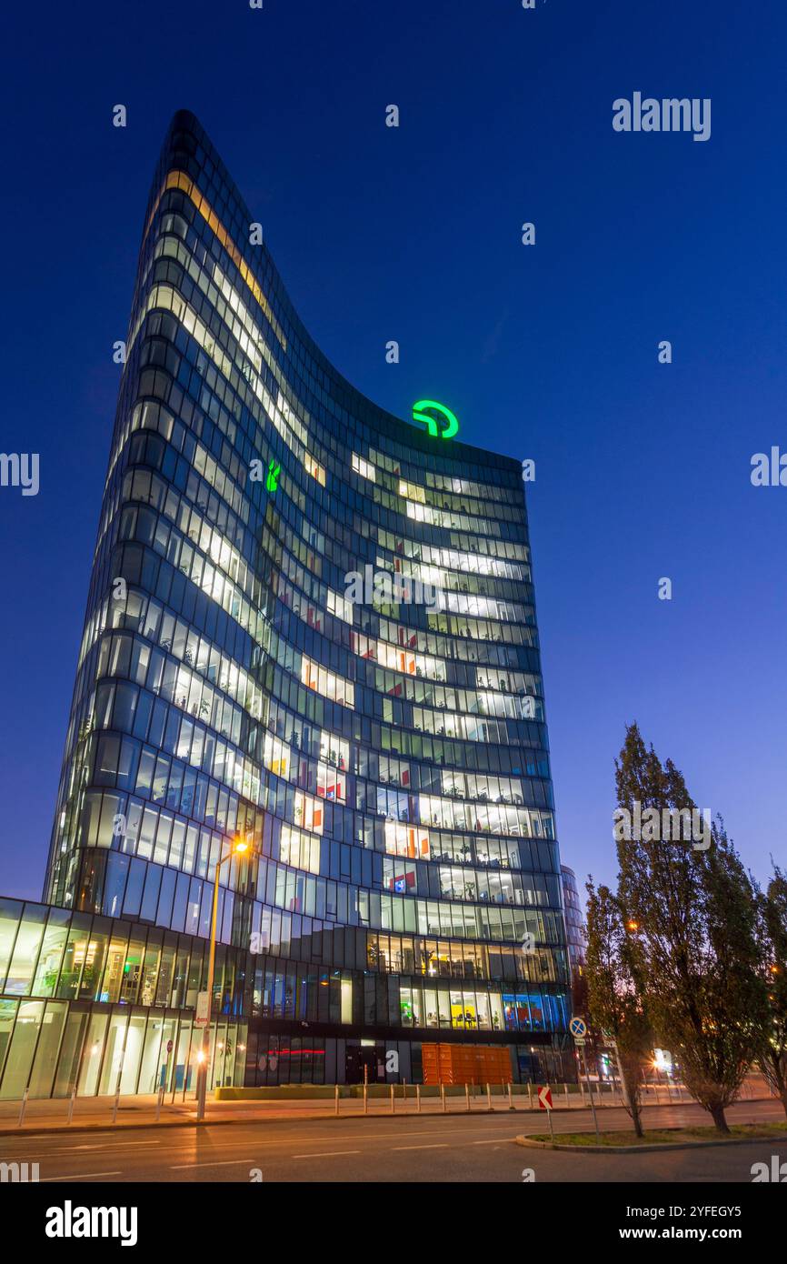 OMV headquarters, new OMV logo Vienna 02. Leopoldstadt Wien Austria ...