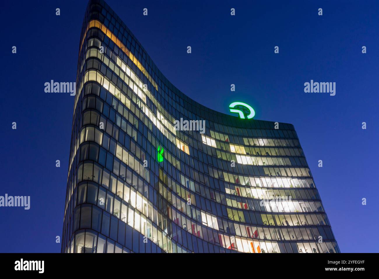 OMV headquarters, new OMV logo Vienna 02. Leopoldstadt Wien Austria ...