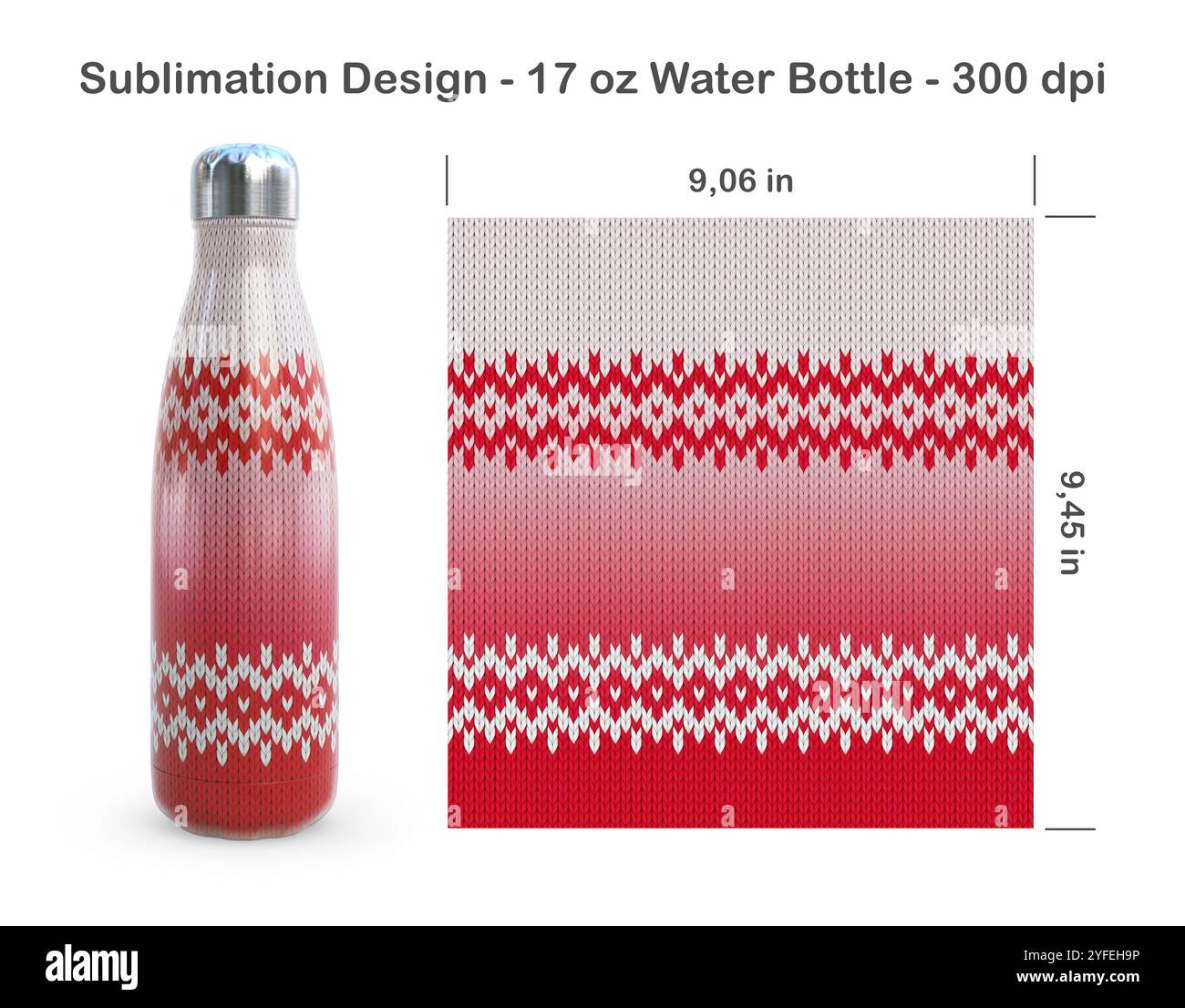 Knitted ombre pattern. Seamless sublimation template for 17 oz water ...