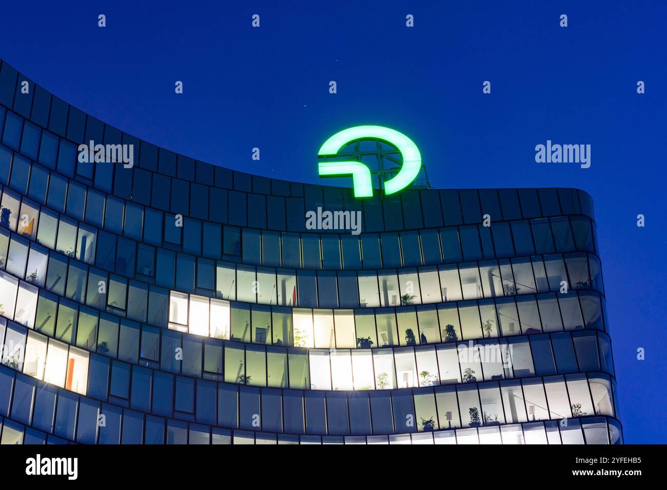 OMV headquarters, new OMV logo Vienna 02. Leopoldstadt Wien Austria ...